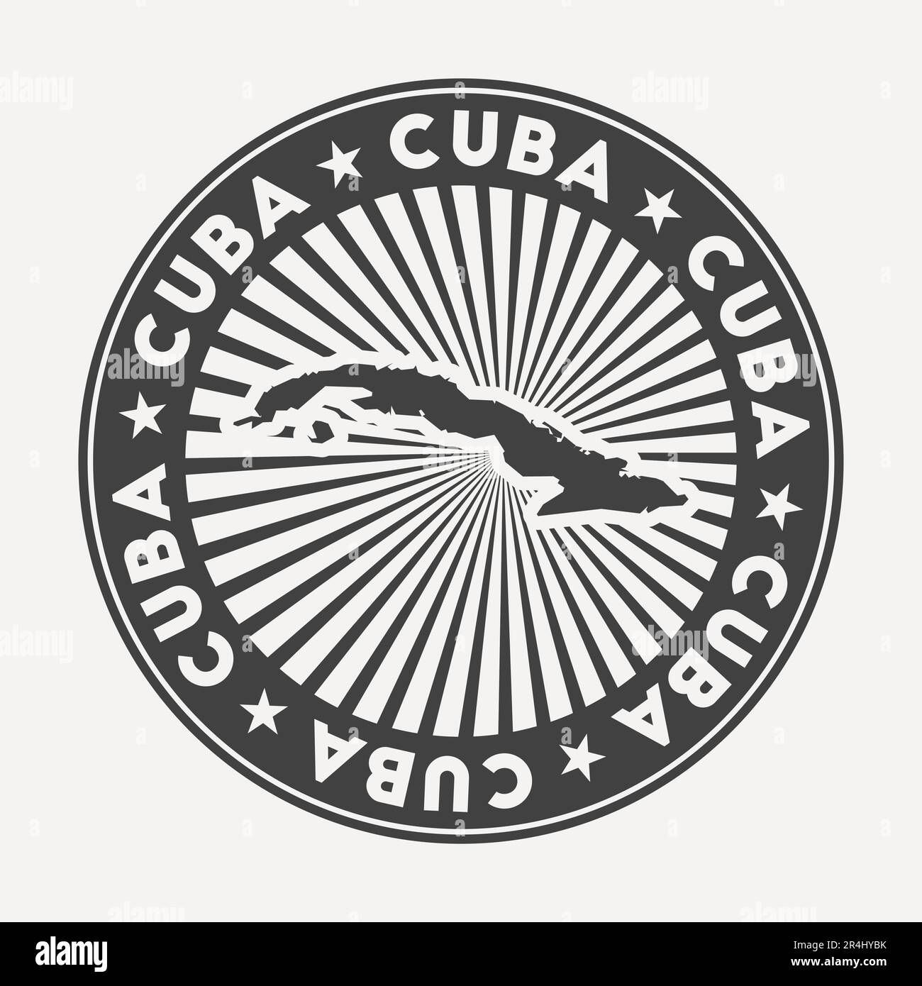 Cuba round logo. Vintage travel badge with the circular name and map of ...