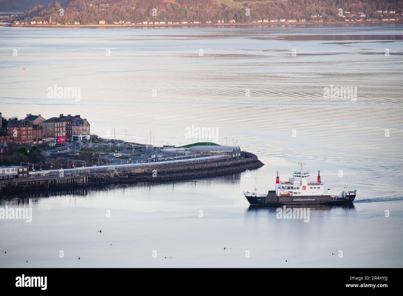 Caledonian MacBrayne ferry arriving at Gourock following repair works ...