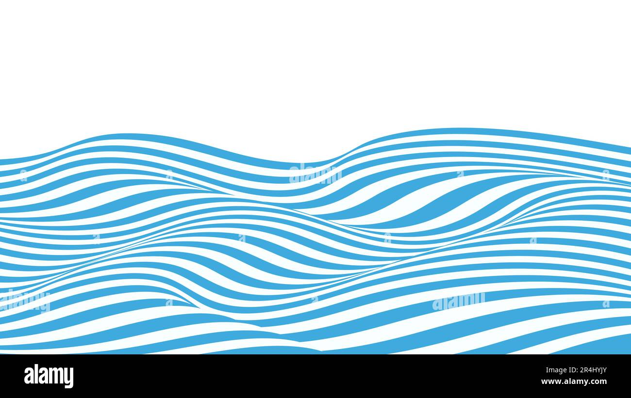 Wave of optical illusion. Abstract blue and white lines and stripes ...