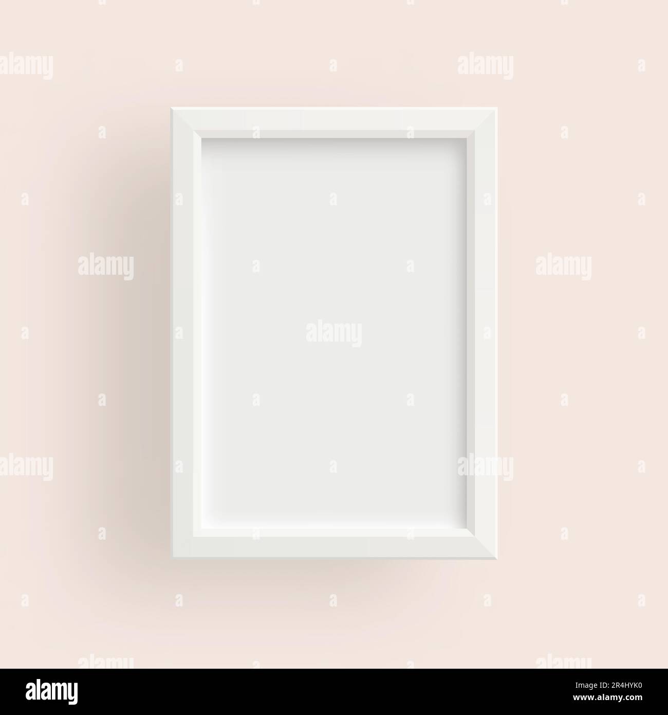 White realistic rectangular blank frame on a light background. Blank ...