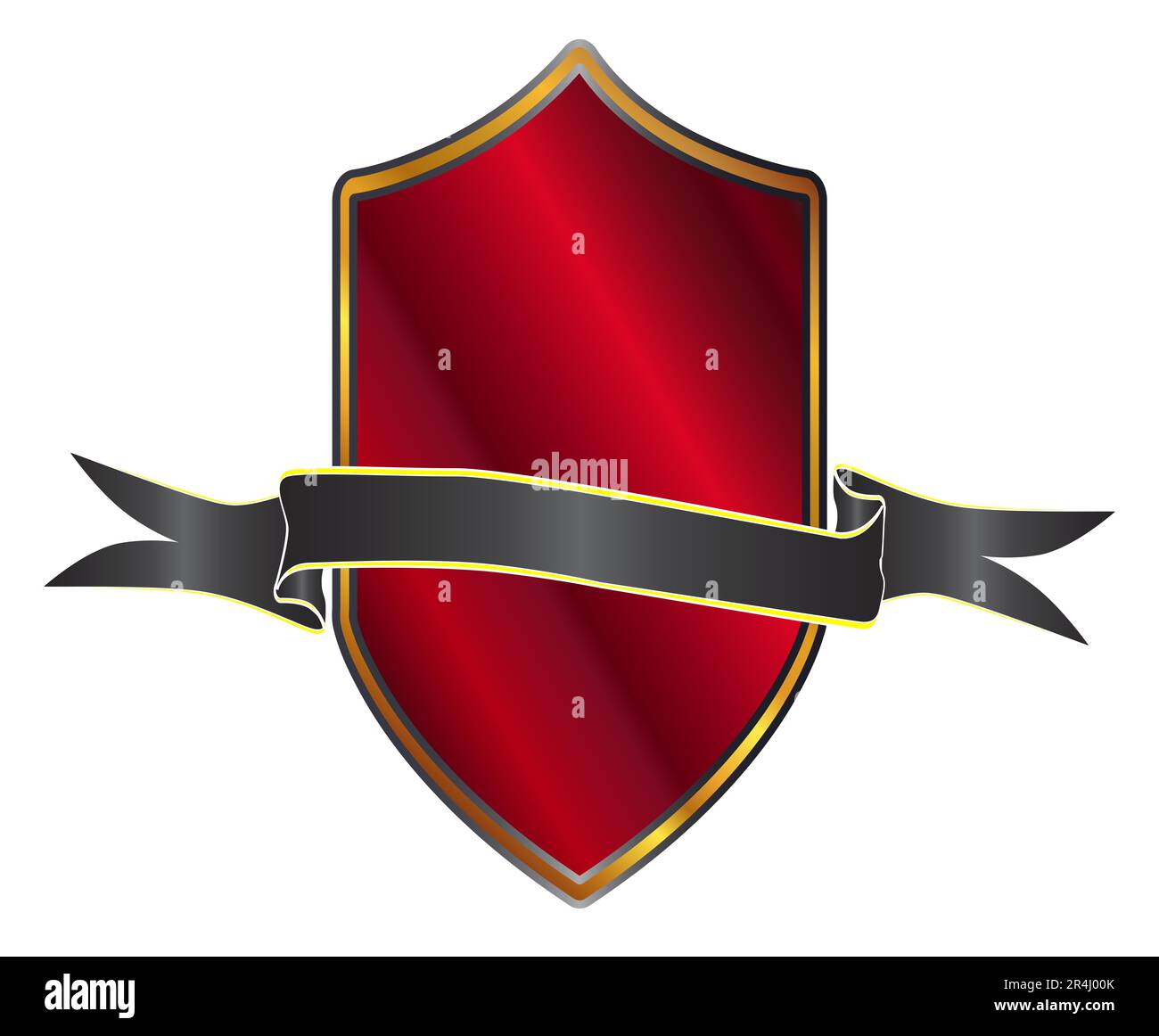 Typical shield shape in red and goldisolated on a white background with ...