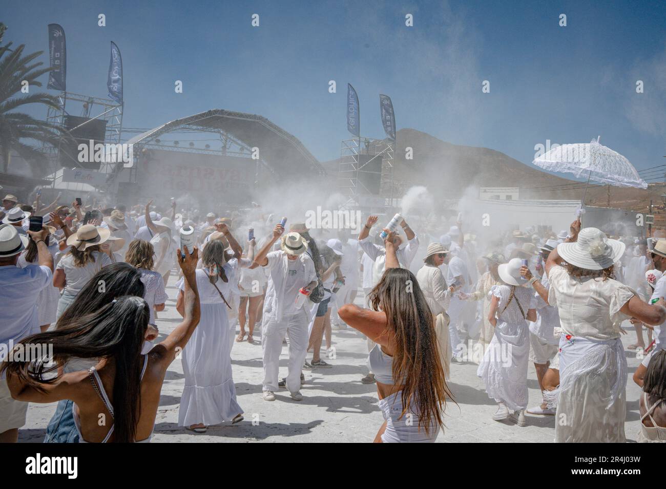 White carnival where talcum powder is thrown similar to confetti. Tetir ...