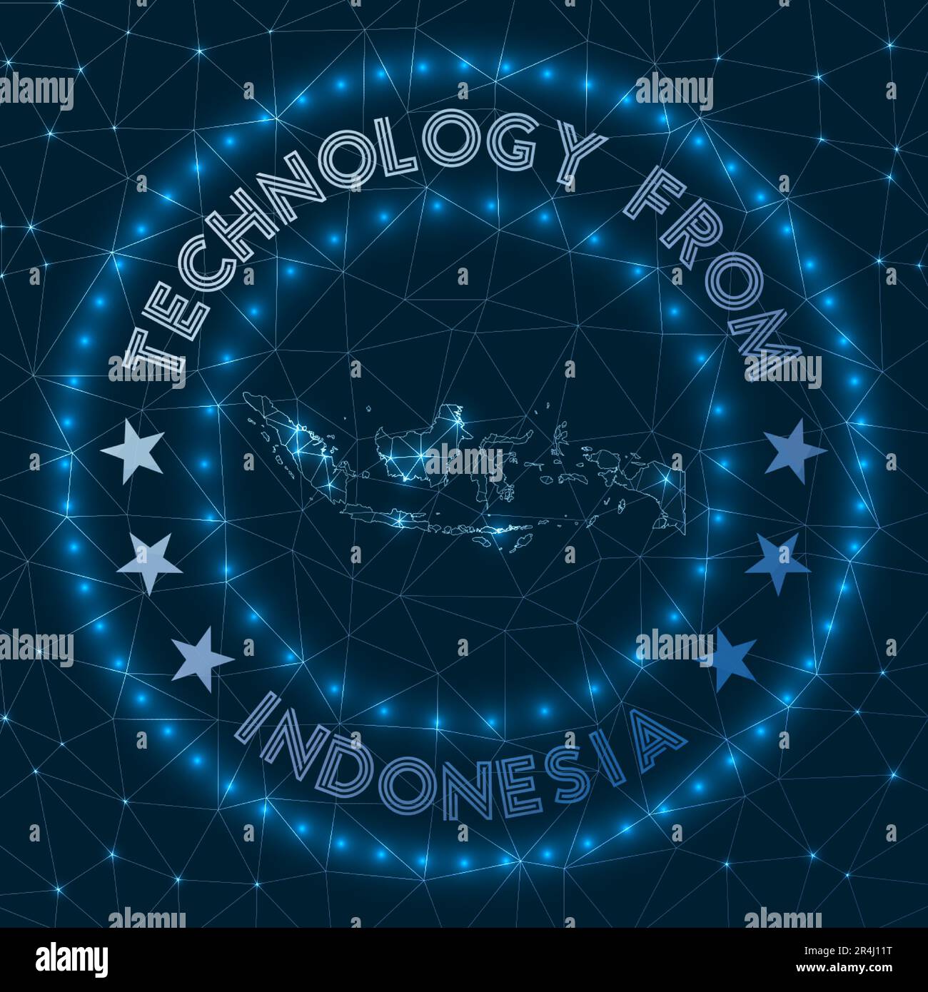 Technology From Indonesia. Futuristic geometric badge of the country ...