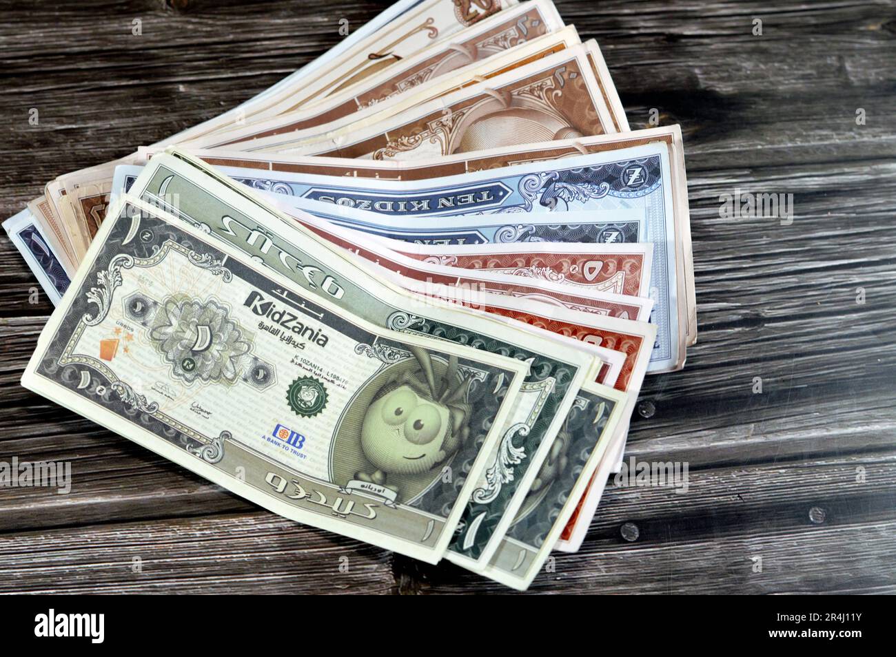 Cairo, Egypt, May 26 2023: KidZos money, currency of KidZania, a ...