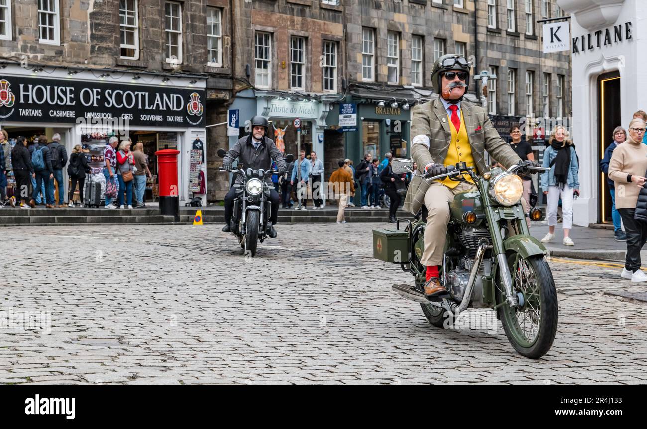 Man driving classic motorcycle in Distinguished Gentlemen's Ride, Royal ...