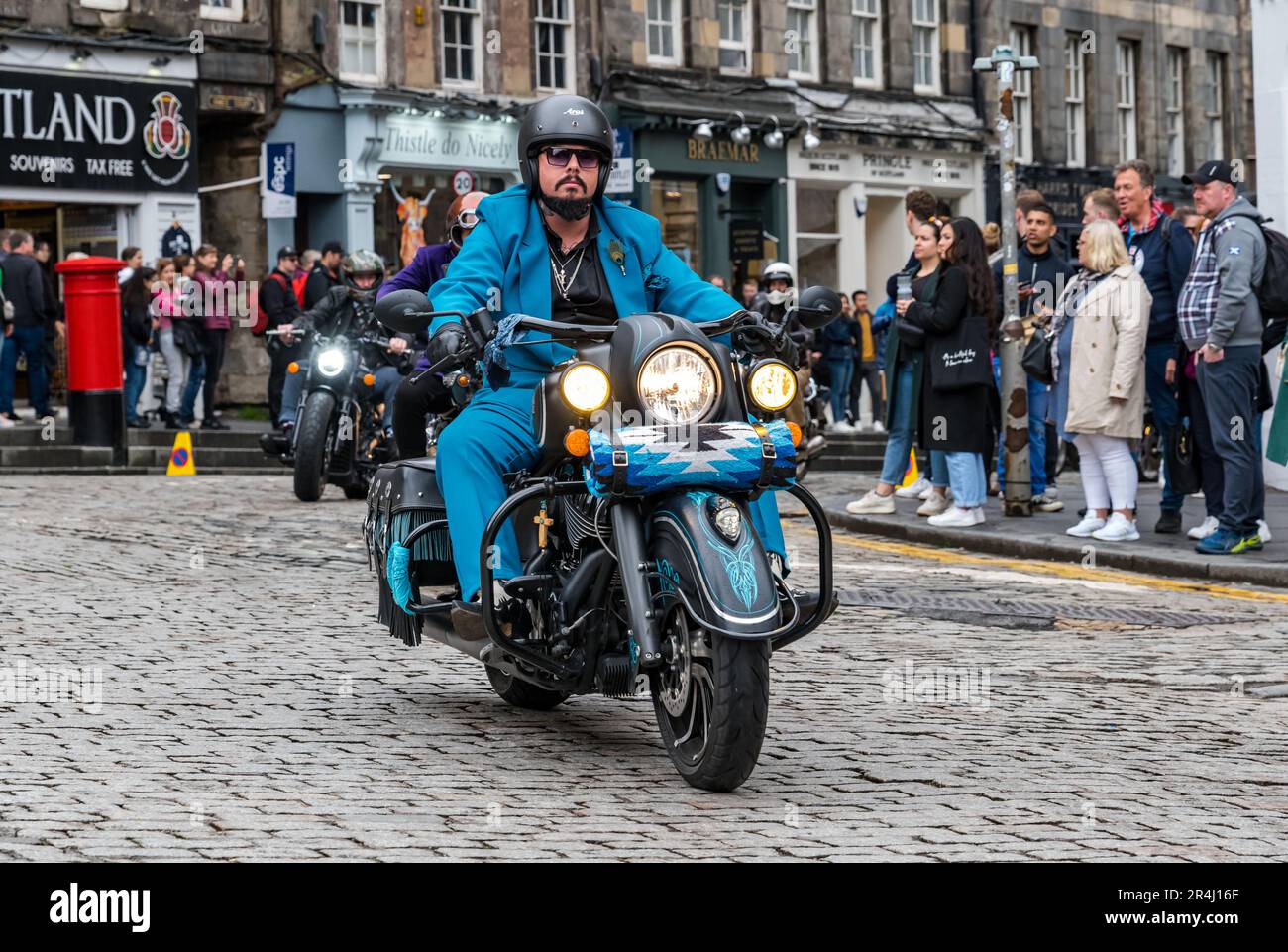 Men driving classic motorcycle in Distinguished Gentlemen's Ride, Royal ...