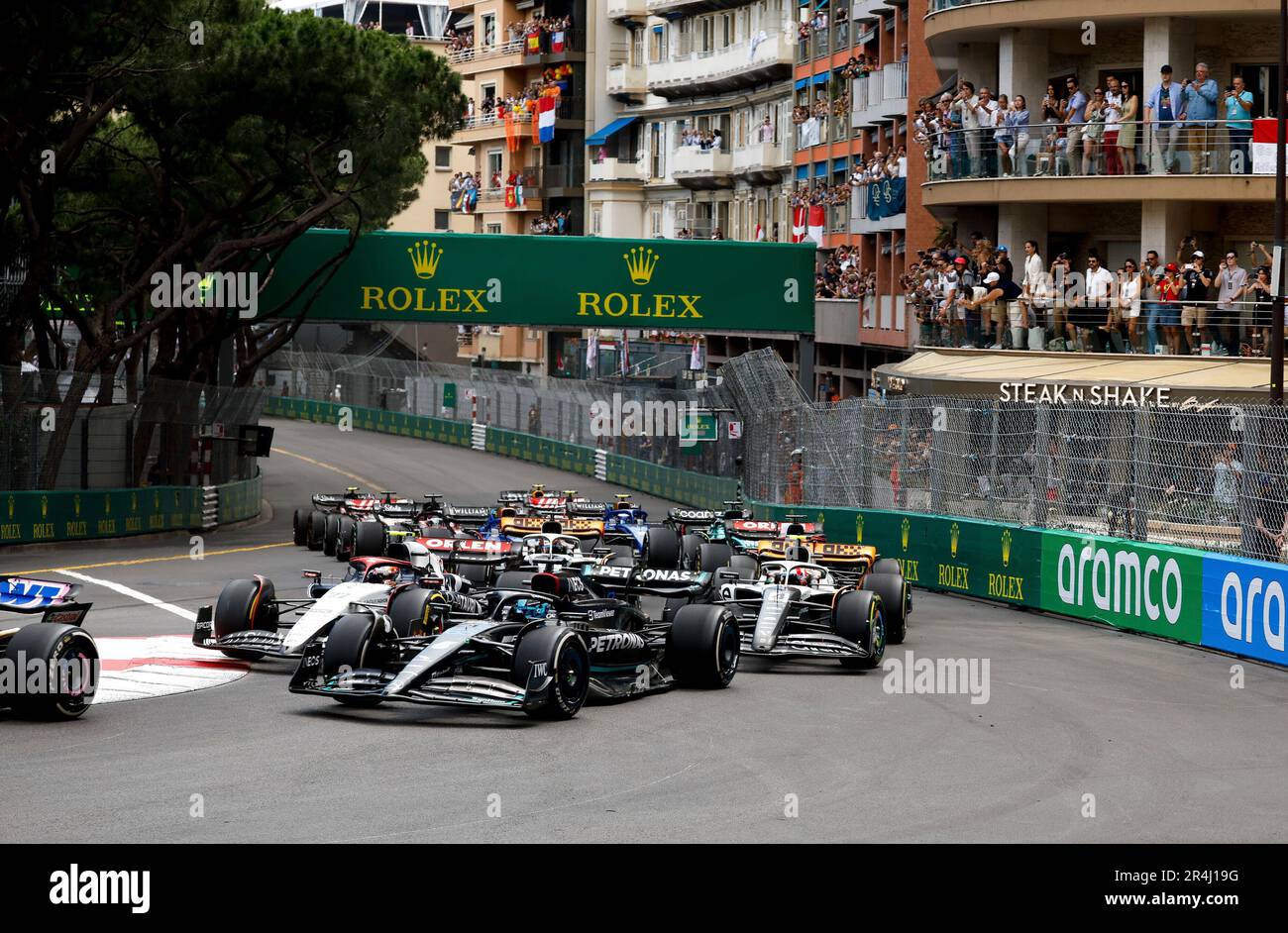Monte Carlo, Monaco. 28th May, 2023. Start, #63 George Russell (GBR, Mercedes-AMG Petronas F1 ...