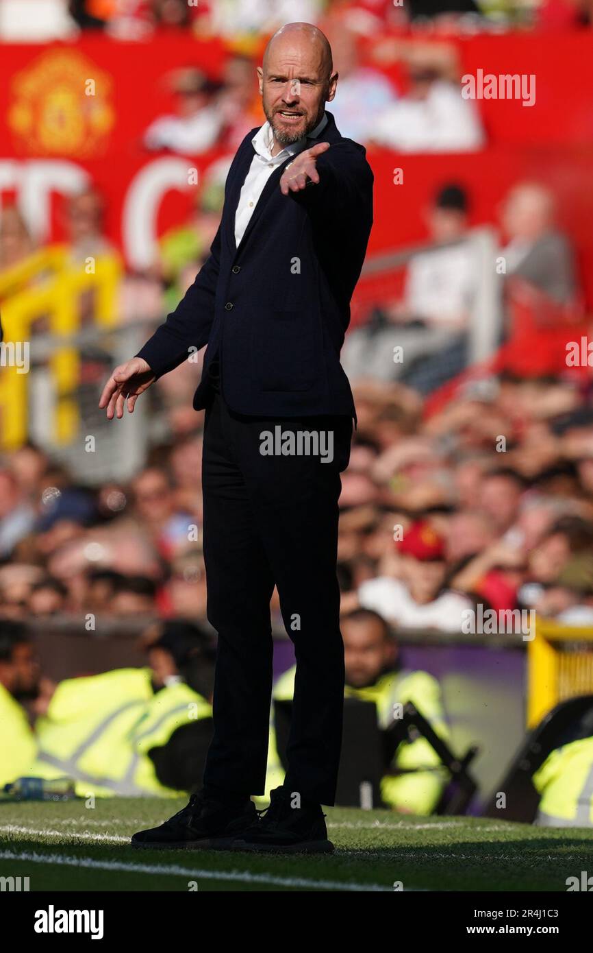 Manchester United Head Coach, Erik ten Hag, gives instructions during ...