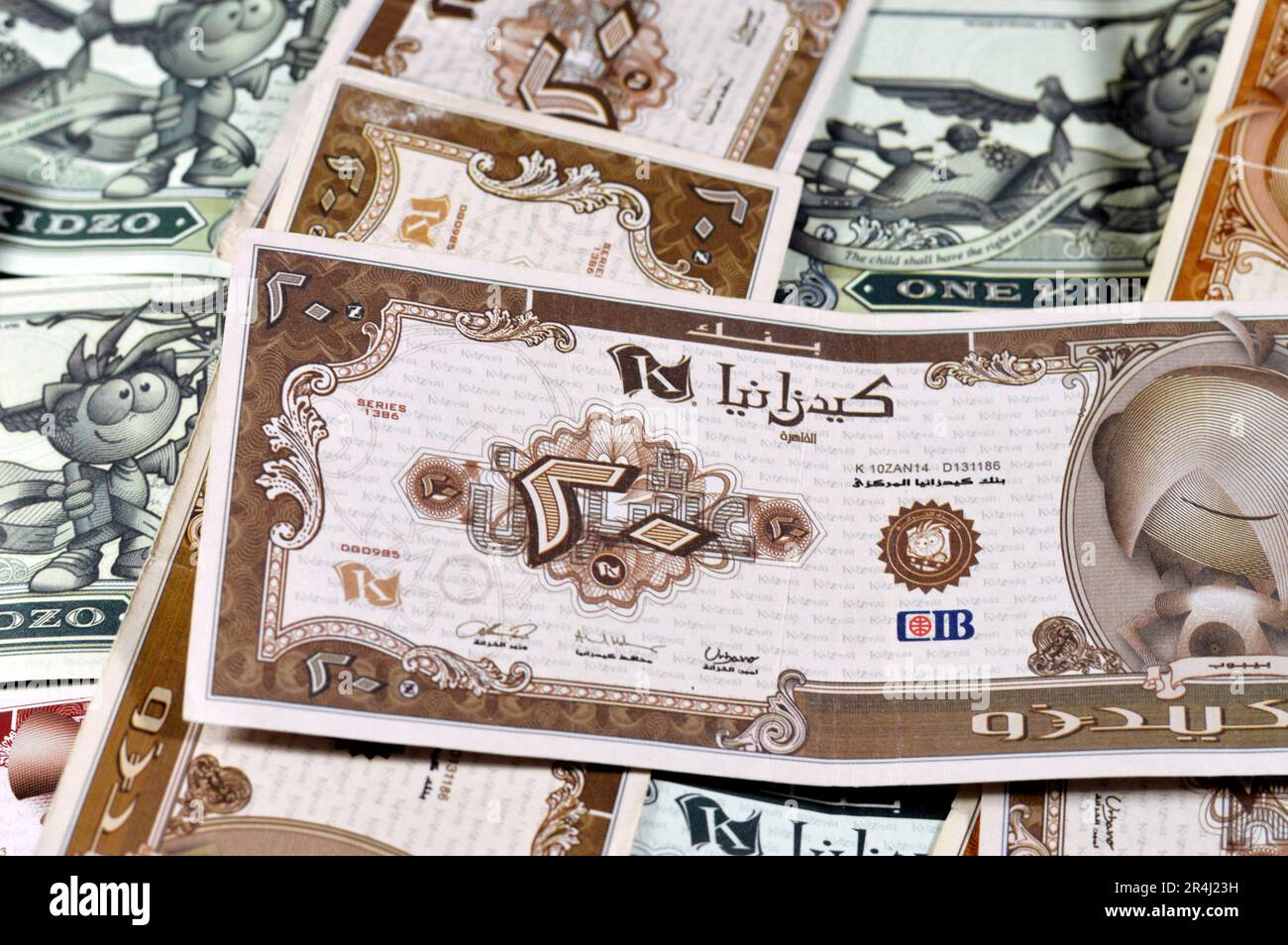 Cairo, Egypt, May 26 2023: KidZos money, currency of KidZania, a ...
