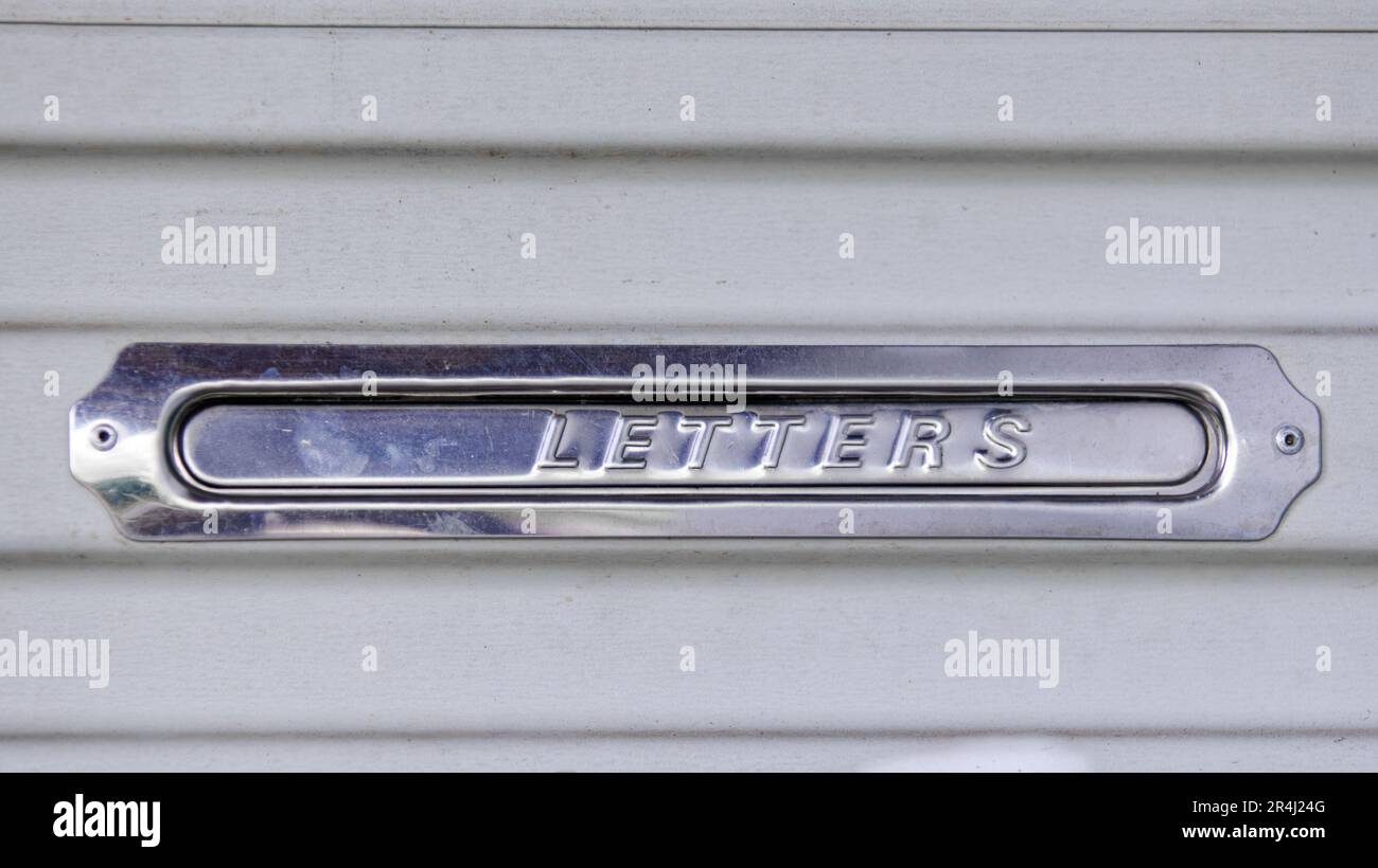 Letter box sign, litter box opening, door, lid of modern gate Stock ...