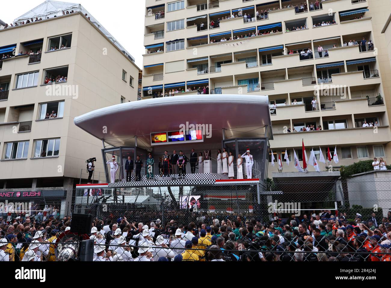 Monte Carlo, Monaco. 28th May, 2023. The podium (L to R): Pierre Wache ...