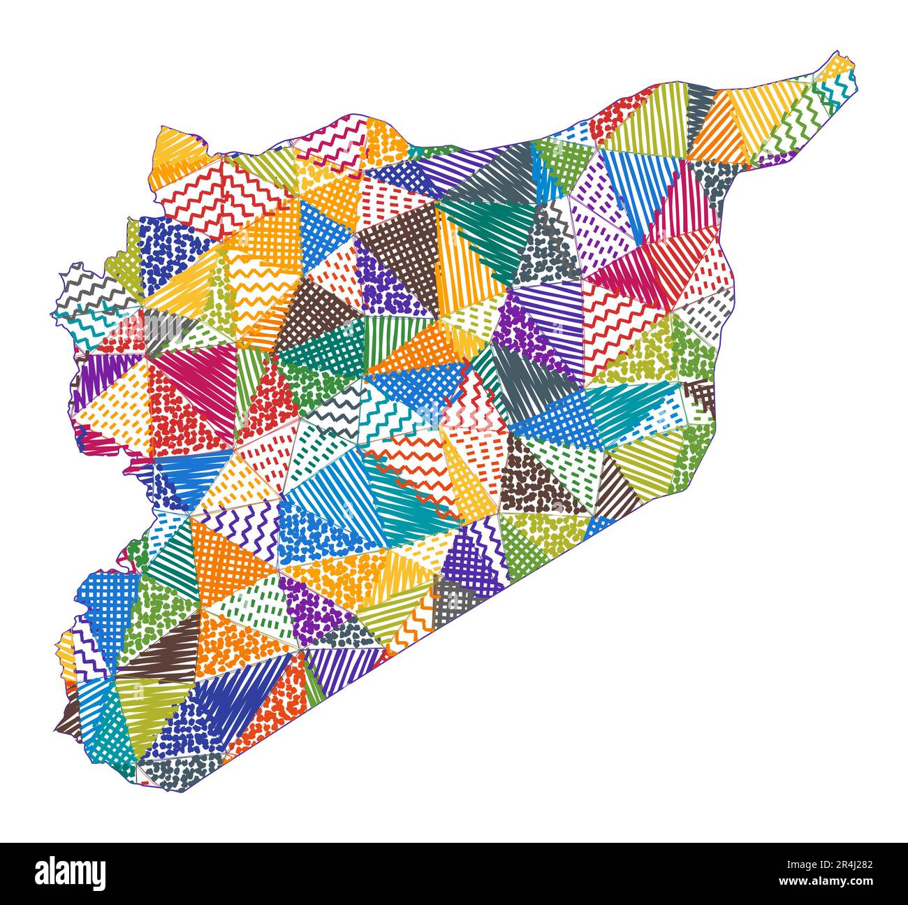 Kid style map of Syria. Hand drawn polygons in the shape of Syria ...