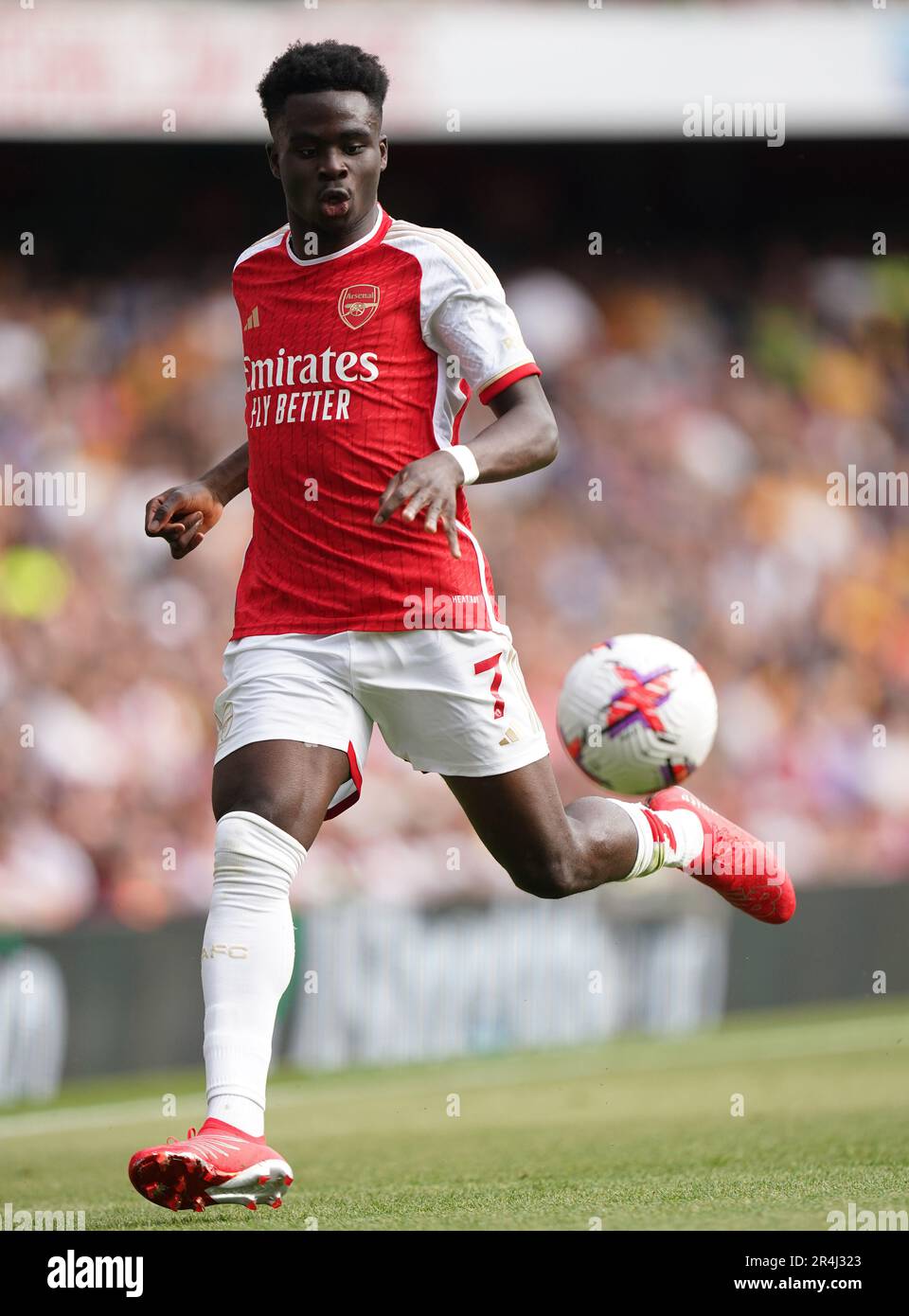 Arsenal's Bukayo Saka during the Premier League match at the Emirates ...