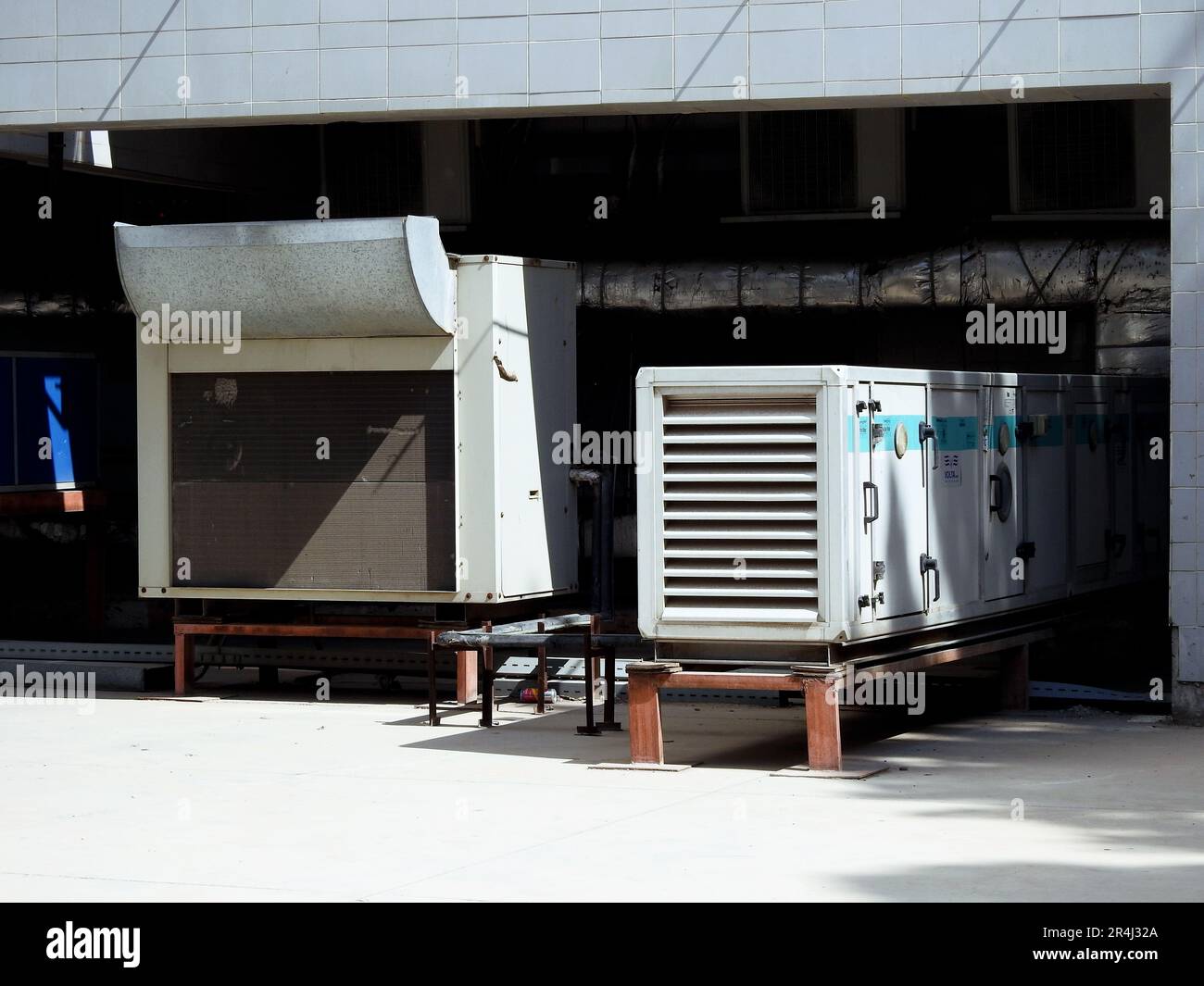 Cairo, Egypt, May 13 2023: External units of air conditioning system ...