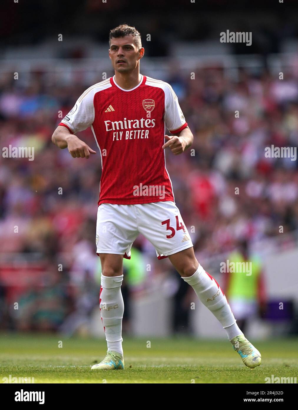 Arsenal's Granit Xhaka during the Premier League match at the Emirates ...
