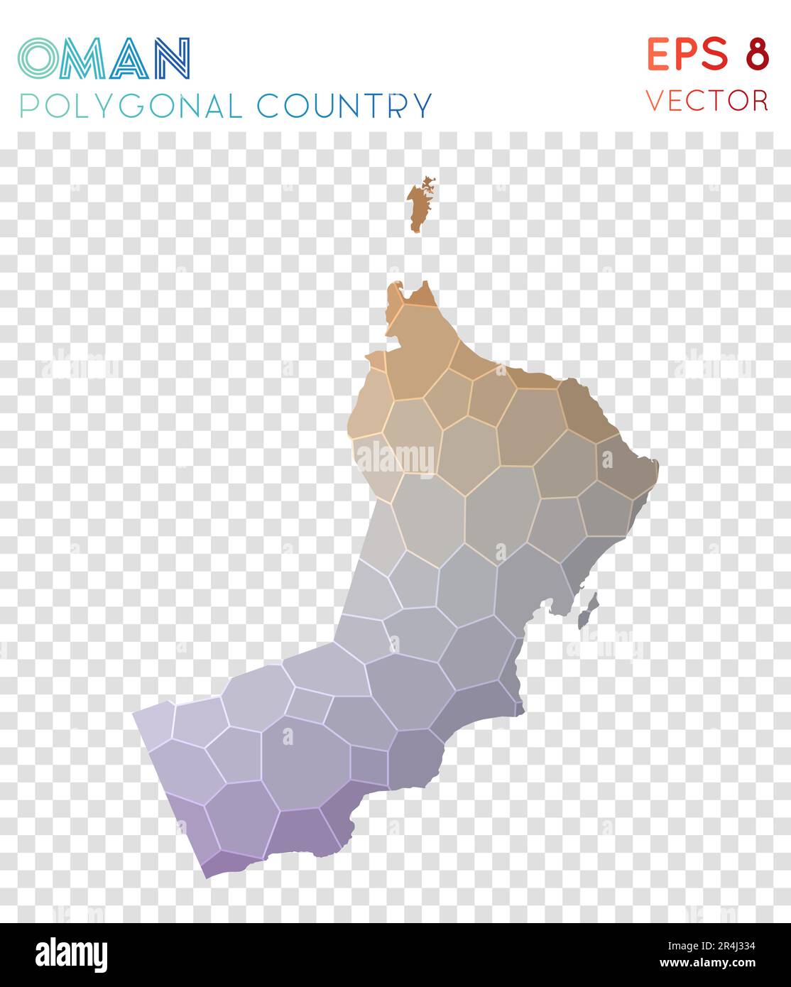 Oman polygonal map, mosaic style country. Wonderful low poly style ...