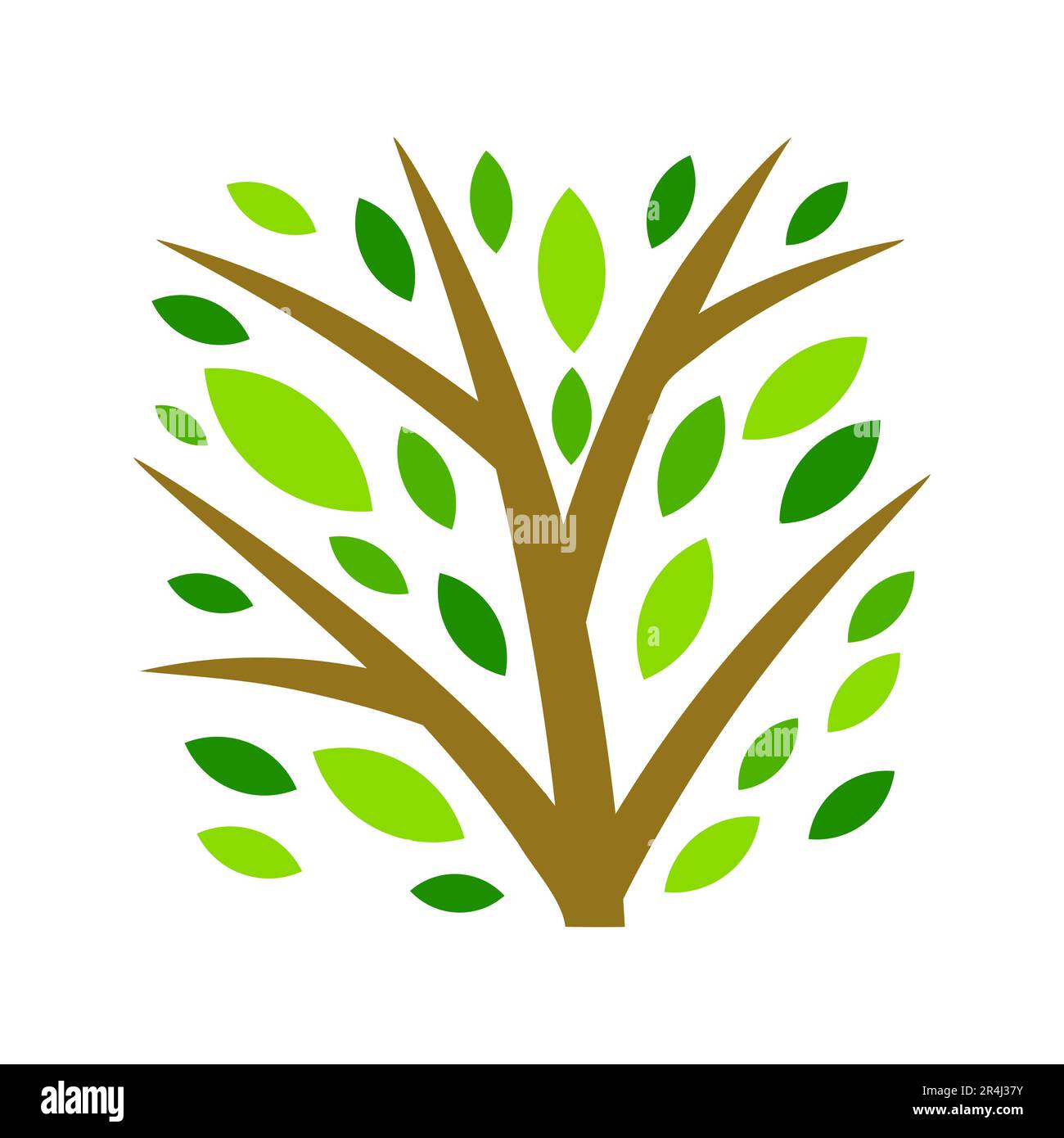 Stylized tree with leaves. Illustration or concept for emblem and ...
