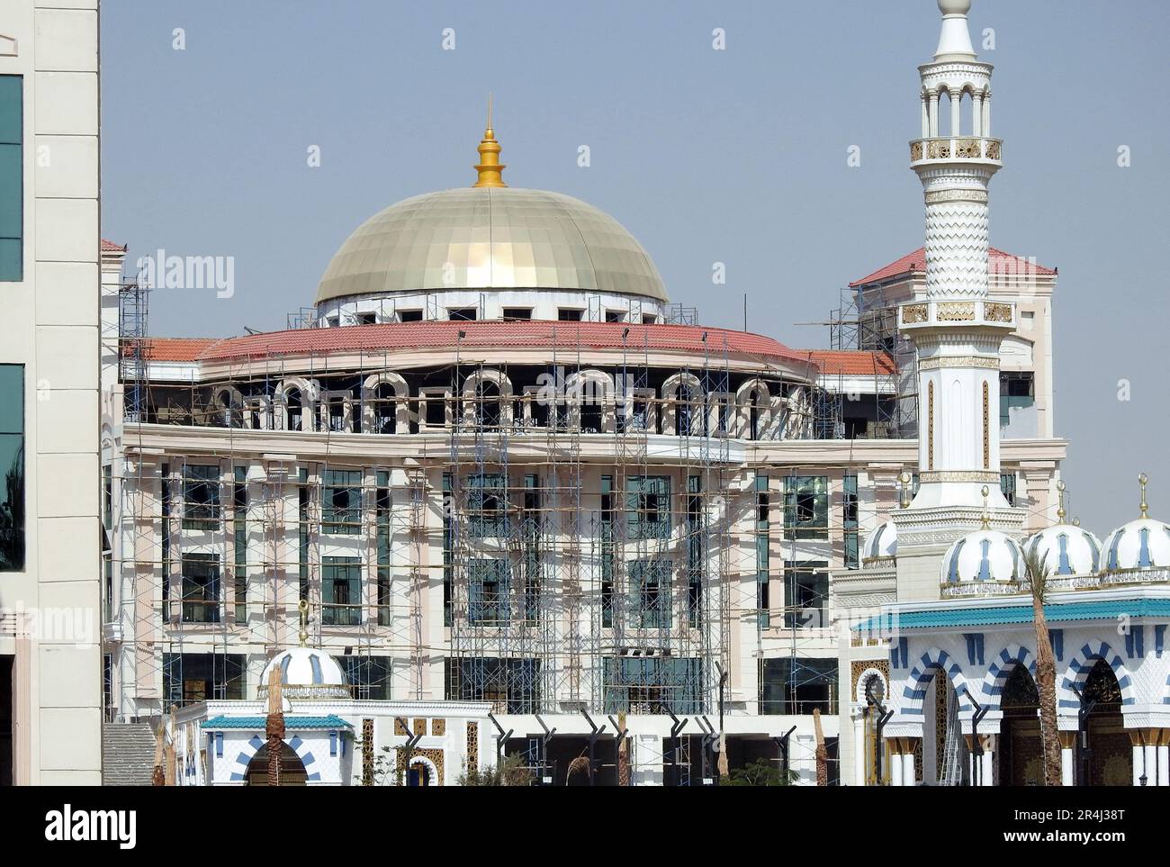 Cairo, Egypt, May 13 2023: A beautiful white mosque in New Cairo Egypt ...