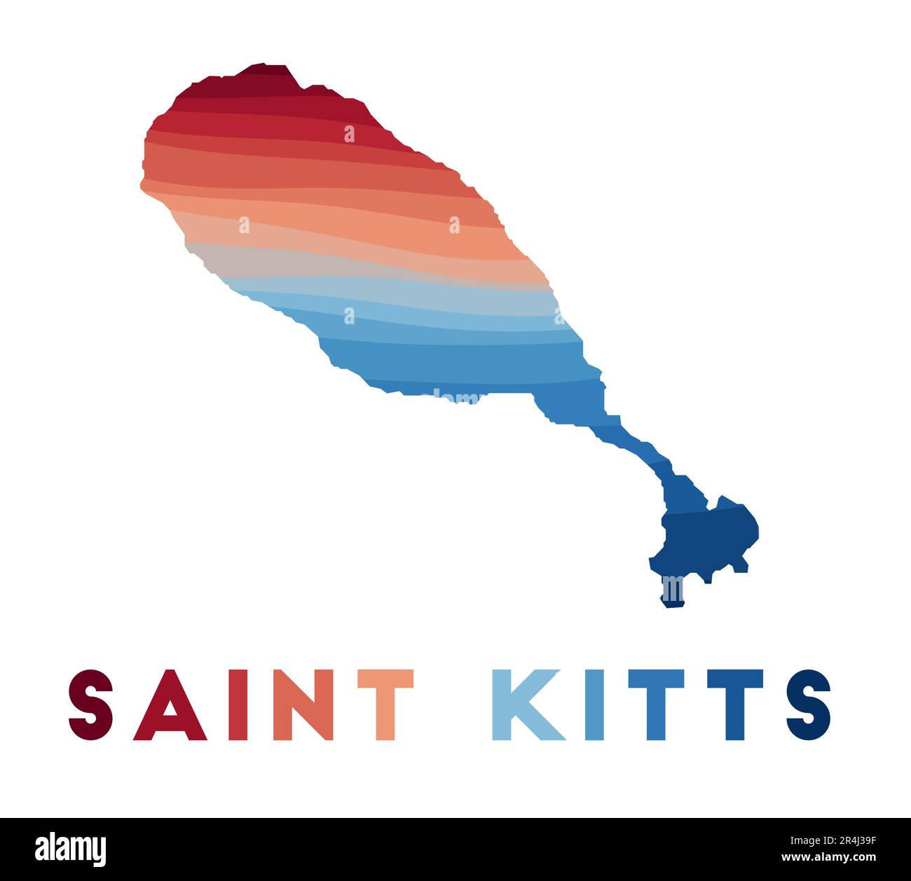 Saint Kitts map. Map of the island with beautiful geometric waves in ...