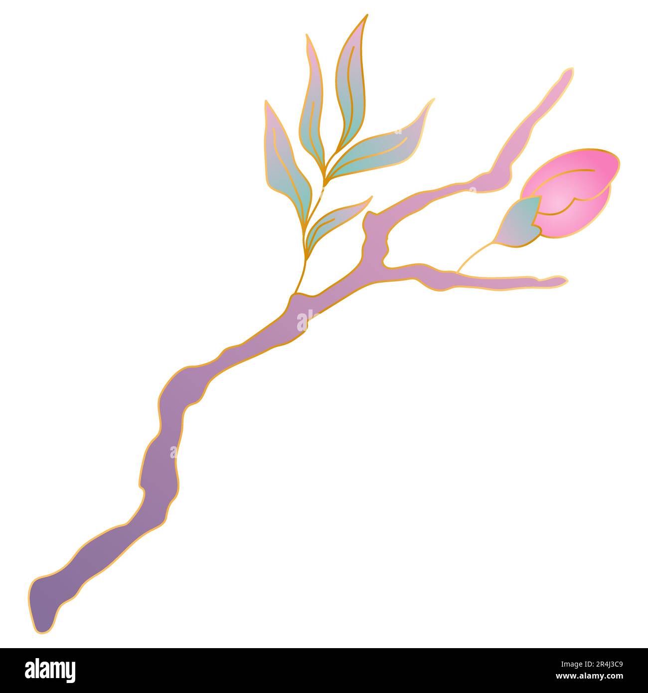 Sakura branch in oriental style. Chinese and japanese traditional ...