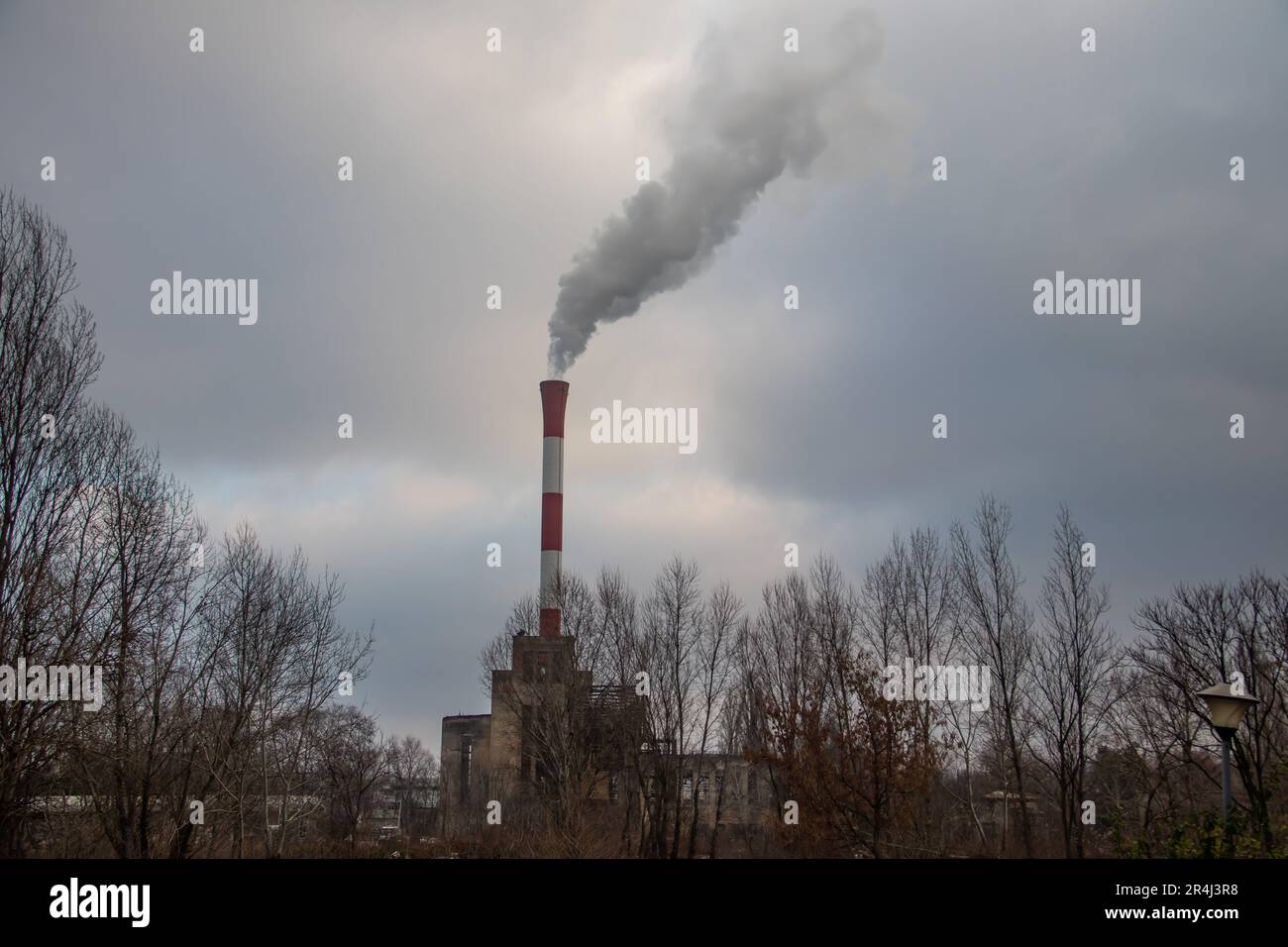 City pollution mixed with morning fog, Belgrade cityscape, save the ...