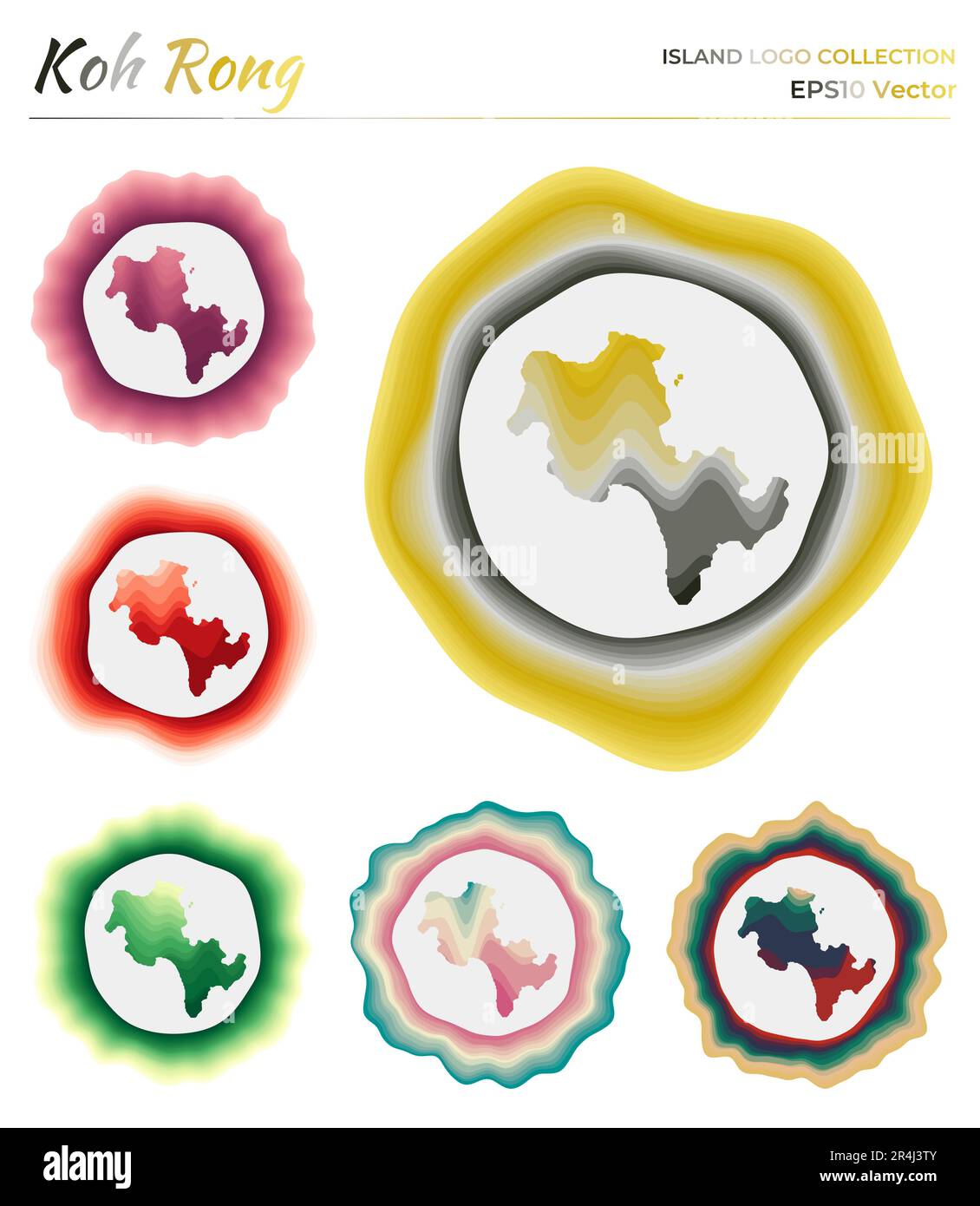 Koh Rong logo collection. Colorful badge of the island. Layers around ...