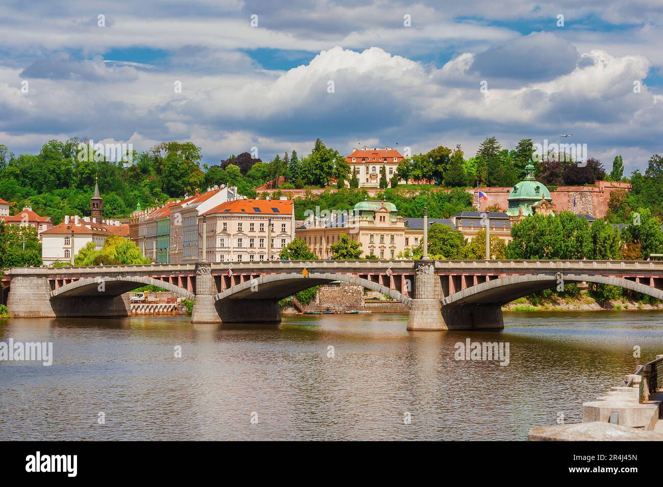 Prague and River Vltava with Manes Bridge Stock Photo - Alamy
