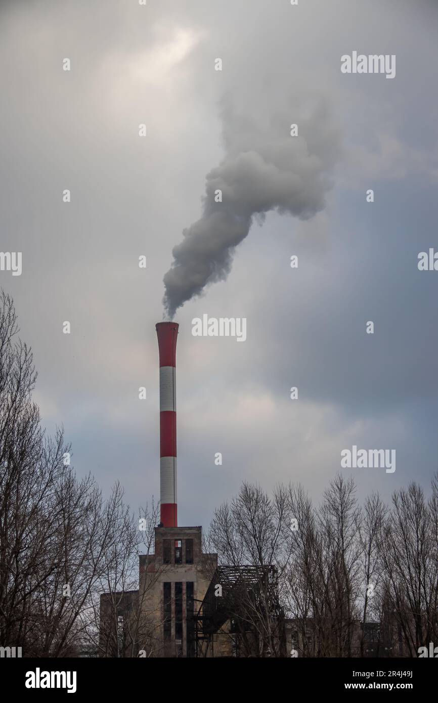 City pollution mixed with morning fog, Belgrade cityscape, save the ...