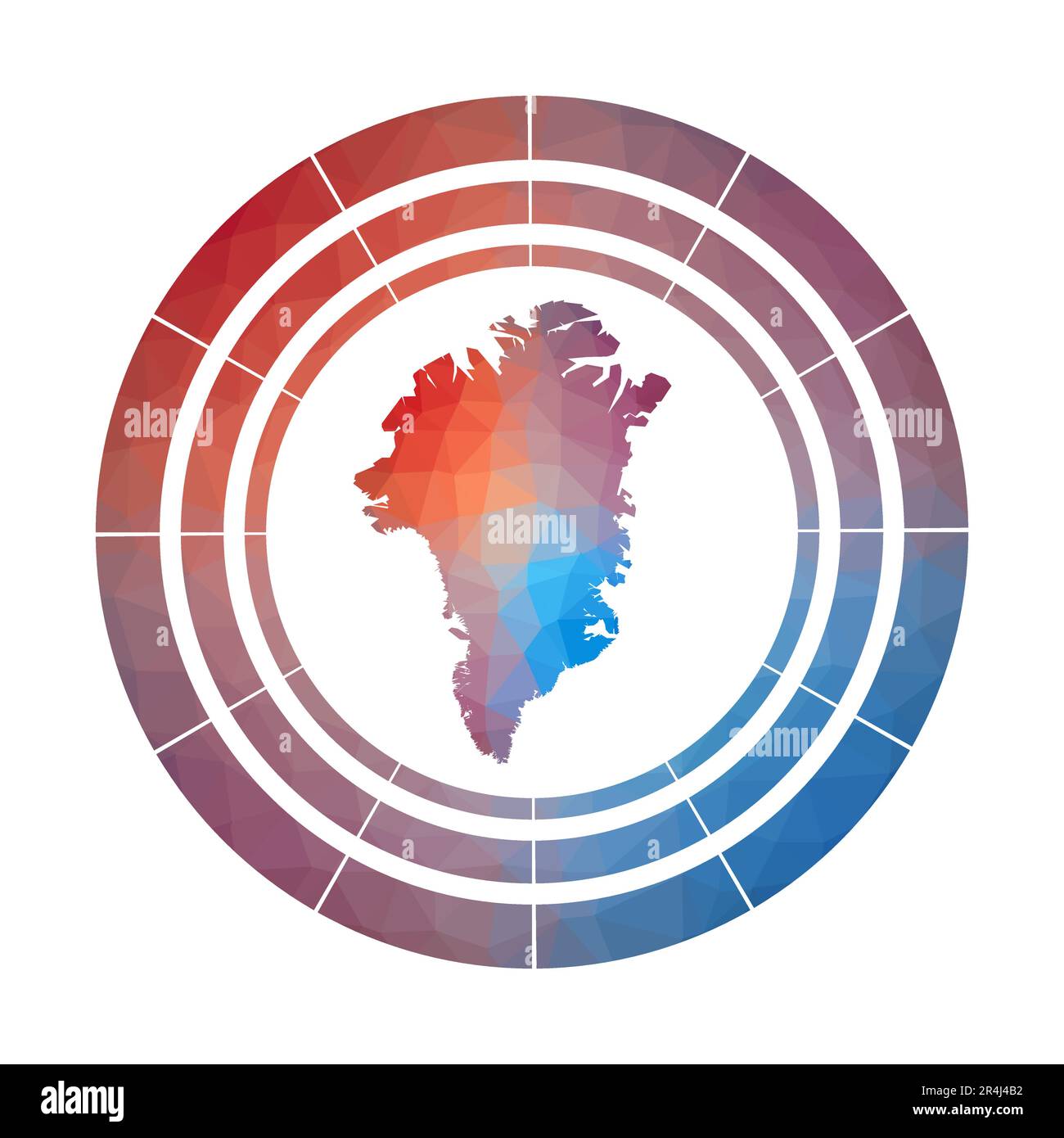 Greenland badge. Bright gradient logo of country in low poly style ...