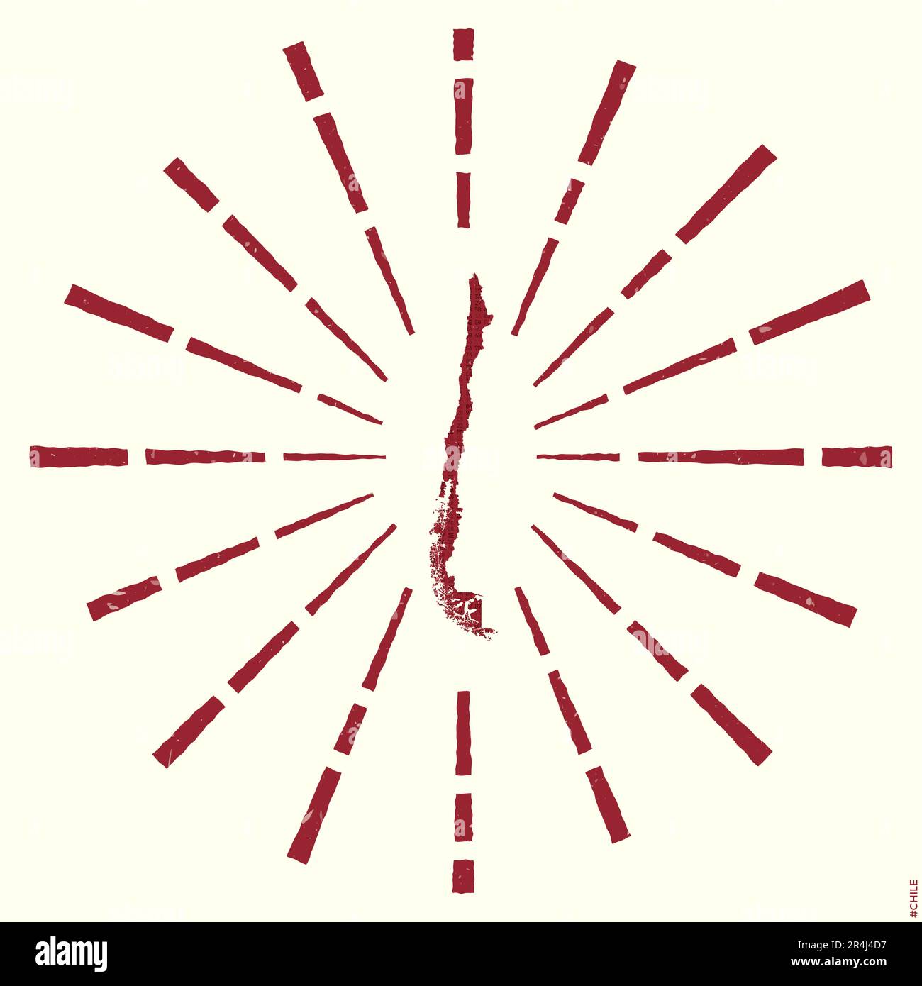 Chile Logo. Grunge sunburst poster with map of the country. Shape of ...