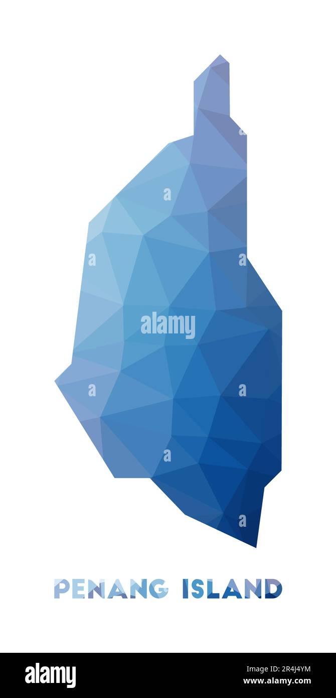 Low poly map of Penang Island. Penang Island polygonal map. Technology ...