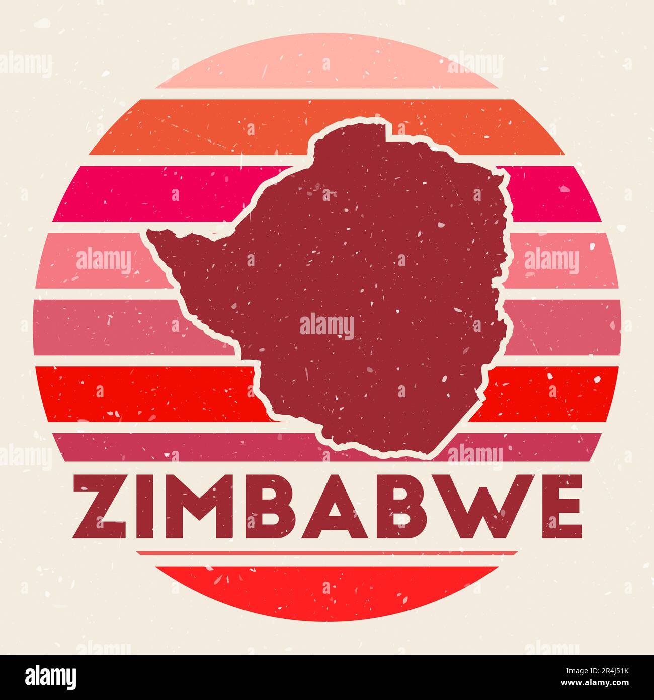 Zimbabwe logo. Sign with the map of the country and colored stripes ...