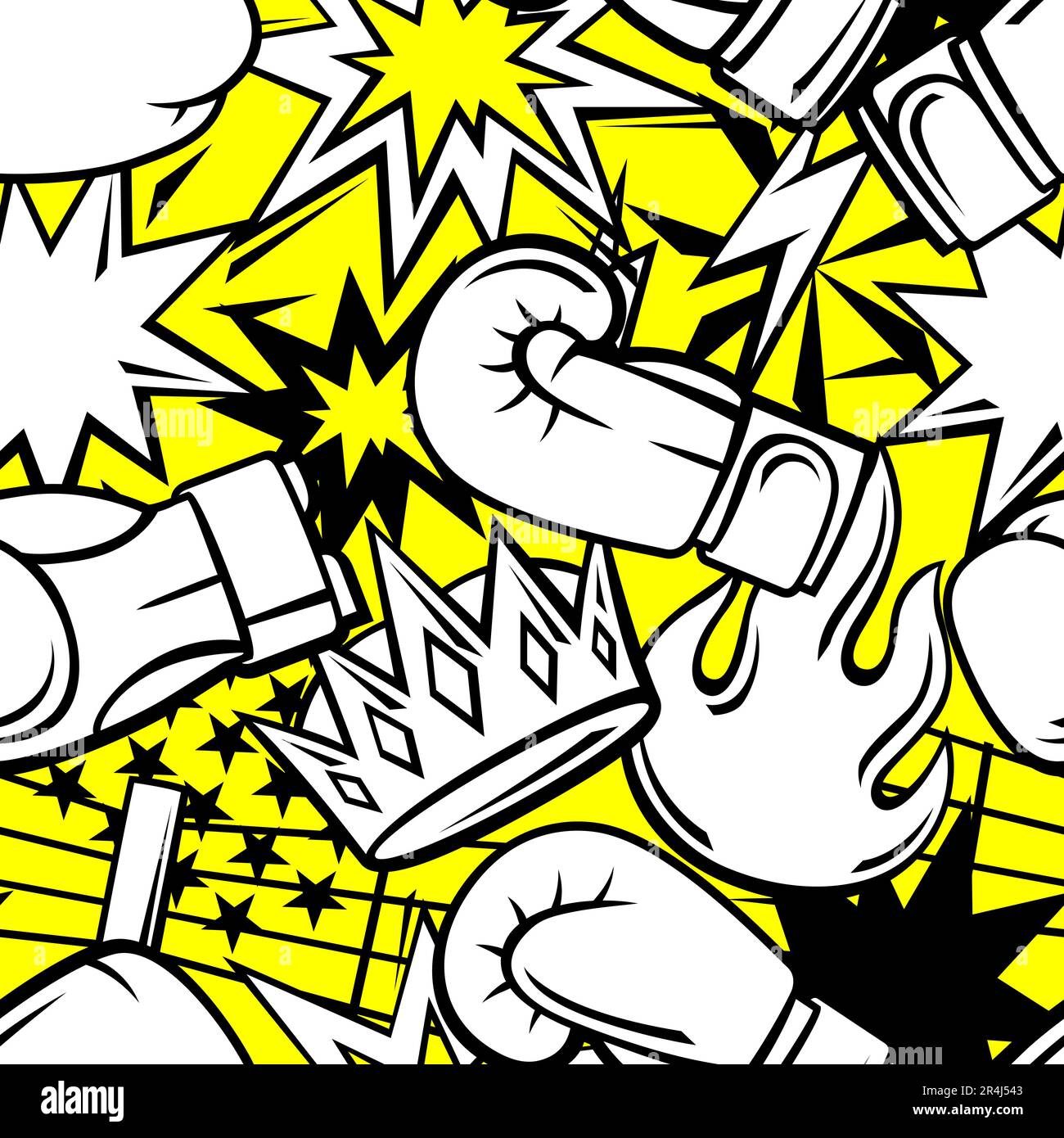 Pattern with boxing items. Box club illustration. Sport background in ...