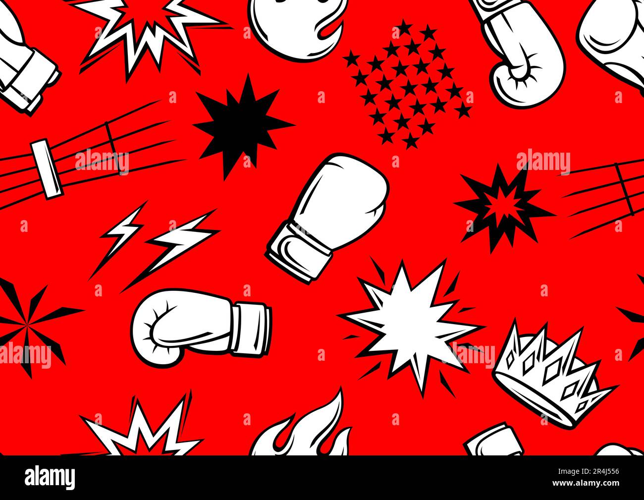 Pattern with boxing items. Box club illustration. Sport background in ...