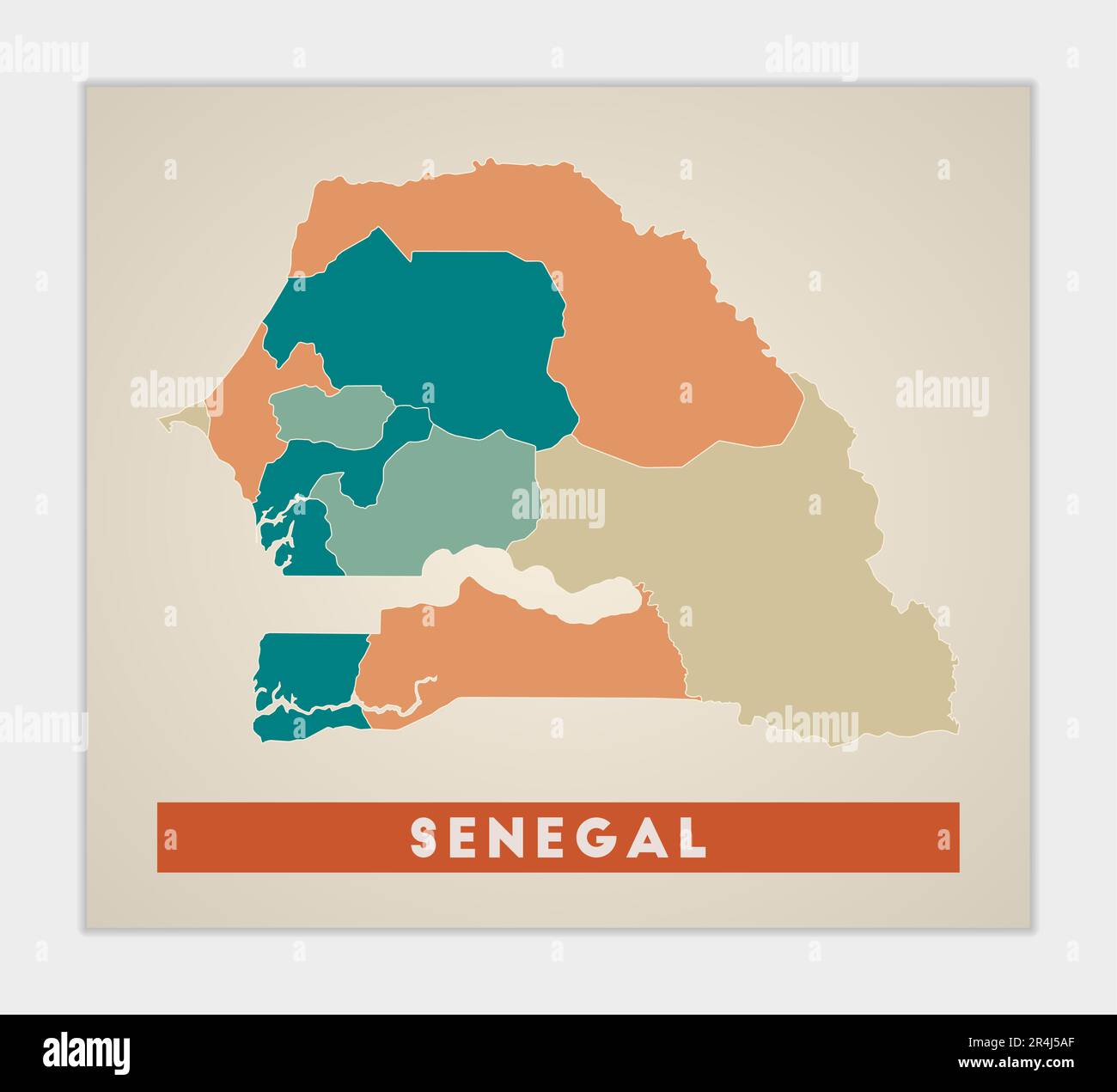 Senegal Poster Map Of The Country With Colorful Regions Shape Of