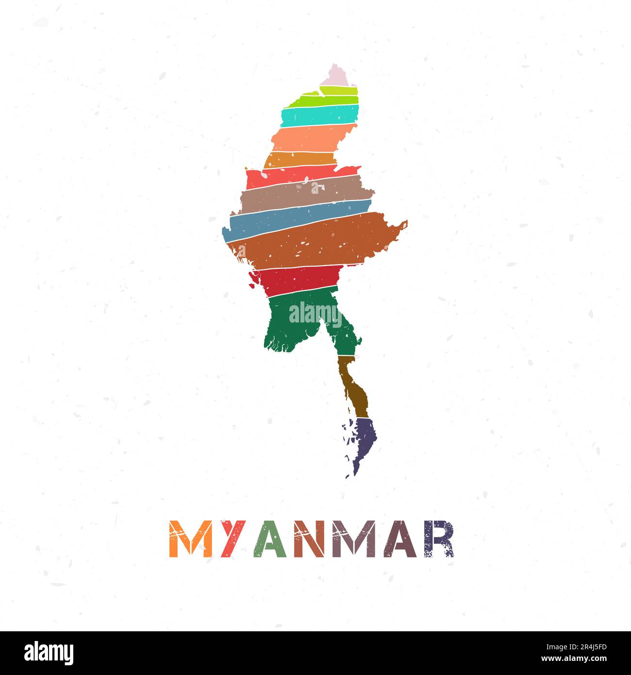 Myanmar map design. Shape of the country with beautiful geometric waves ...