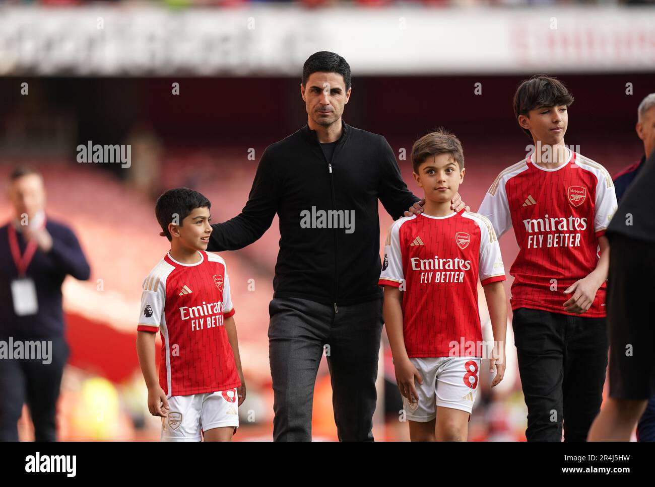 Arsenal manager Mikel Arteta and family on a lap of honour following ...