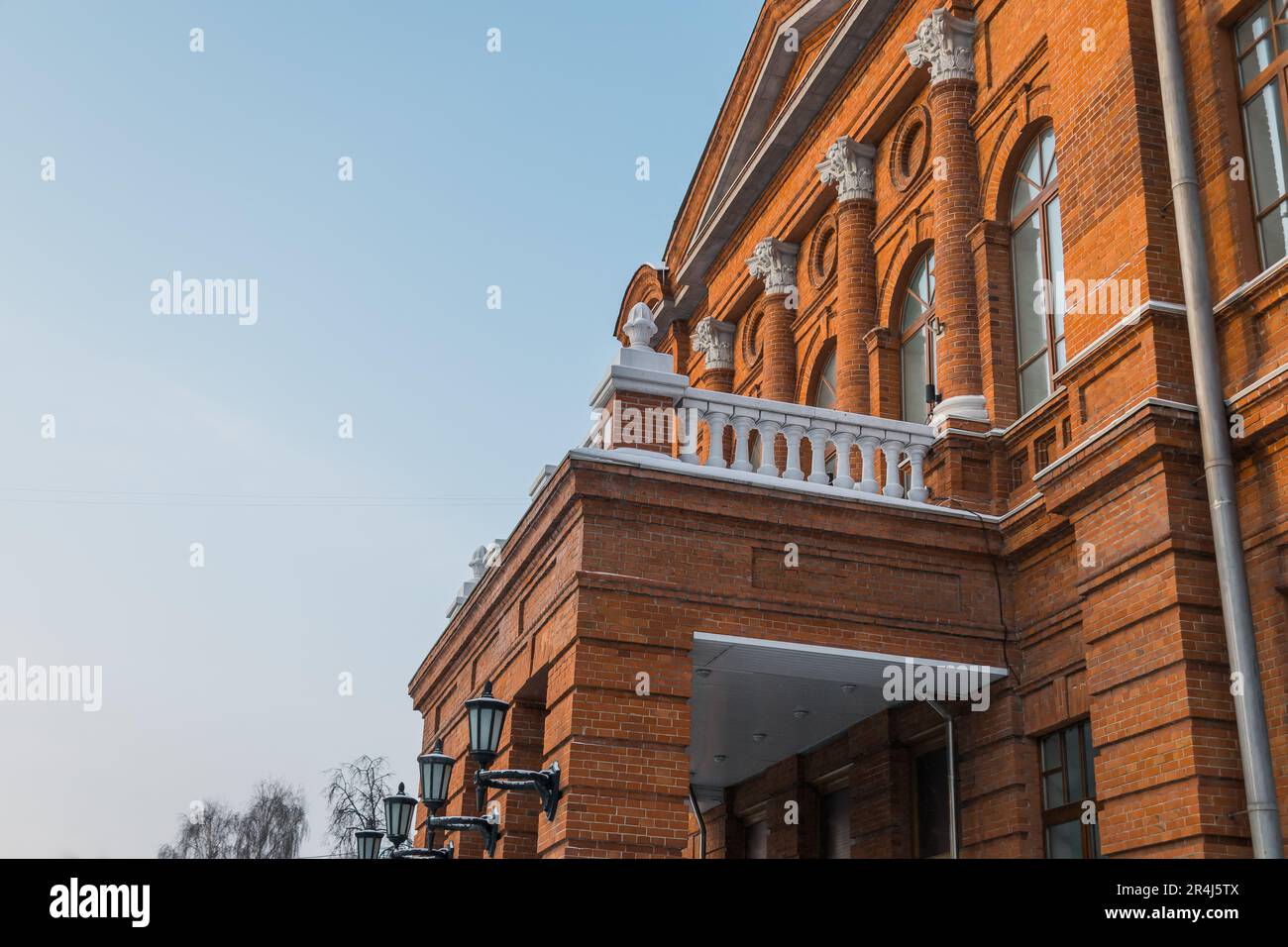 Classic architectural building. Close up historical theater building in ...