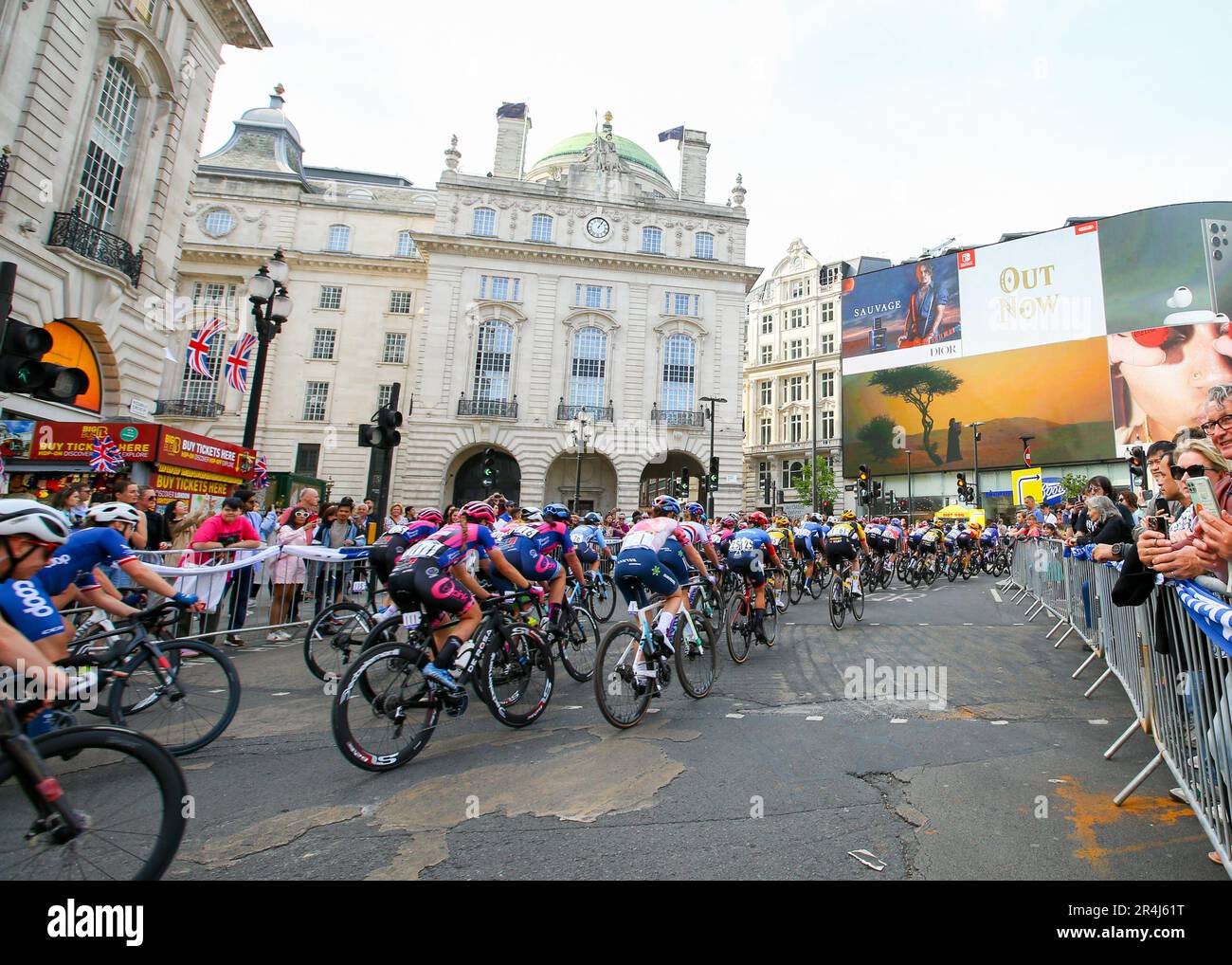 London, UK. 28th May, 2023. The Pelton rides past the TV wall at ...