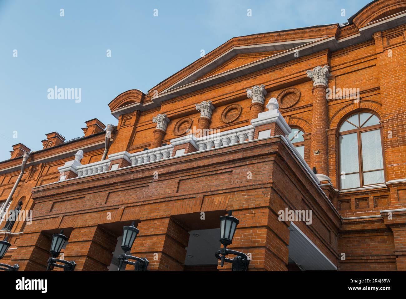 Classic architectural building. Close up historical theater building in ...