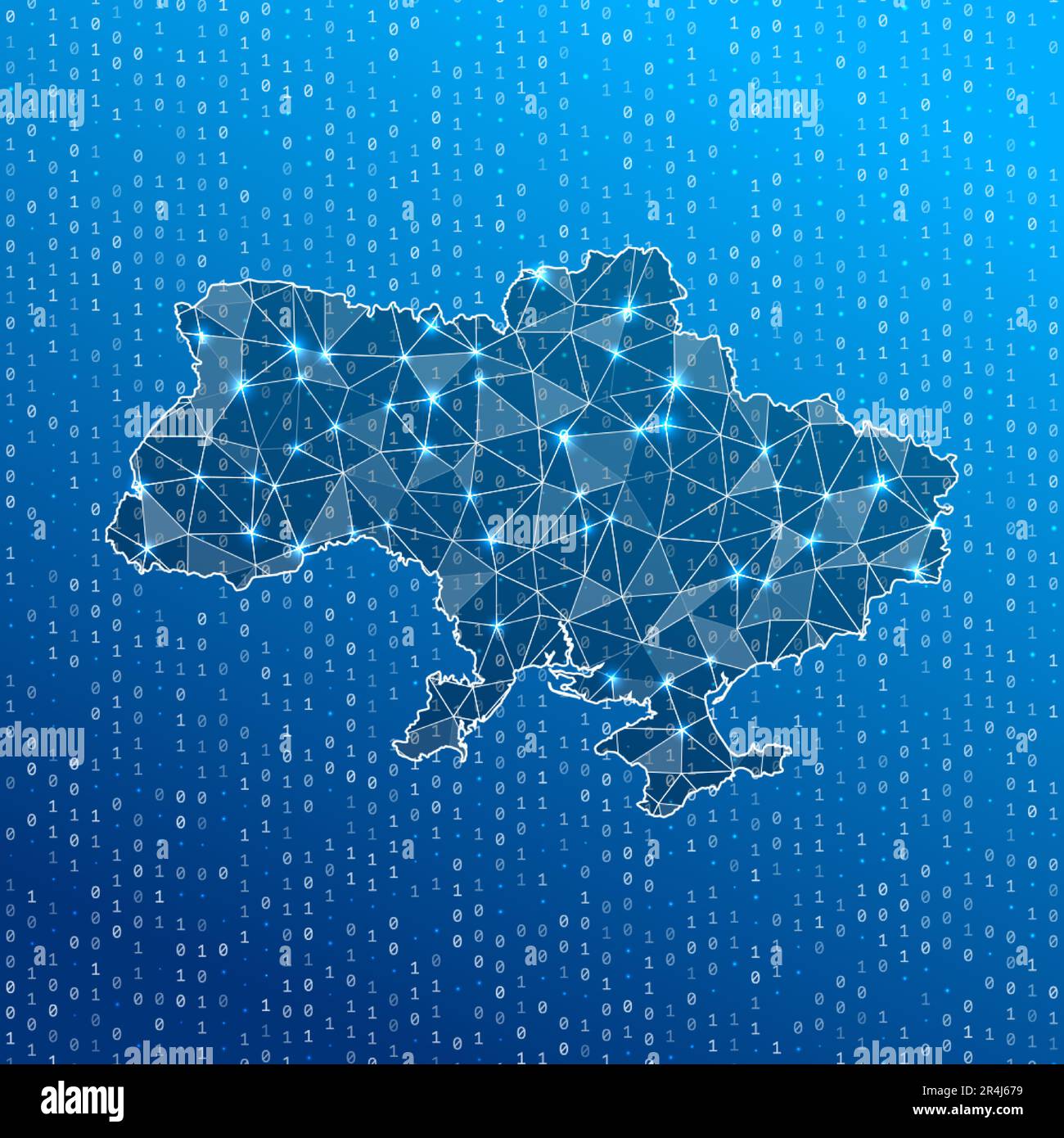 Network map of Ukraine. Country digital connections map. Technology ...
