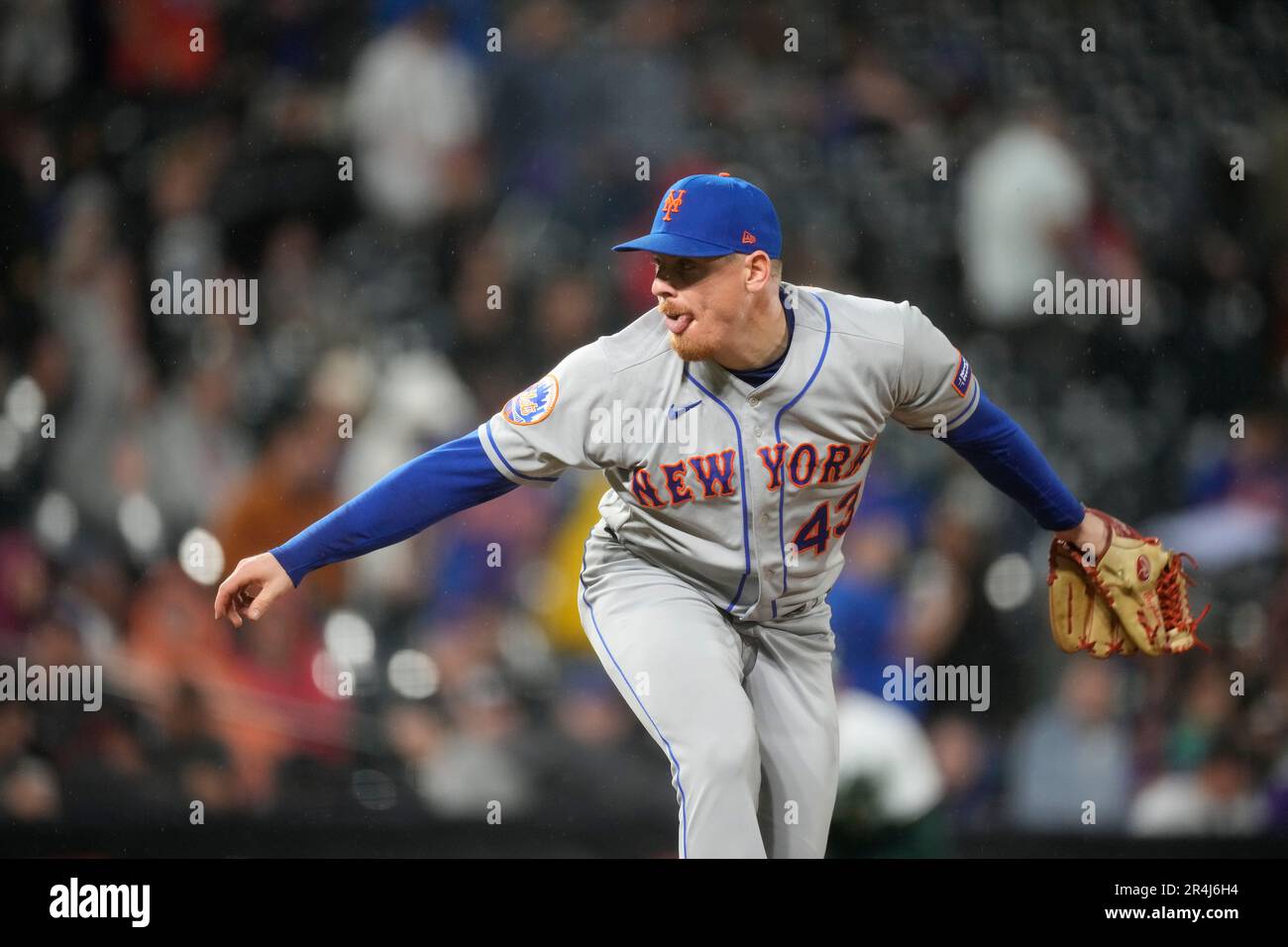 New York Mets relief pitcher Jeff Brigham (43) in the seventh inning of ...