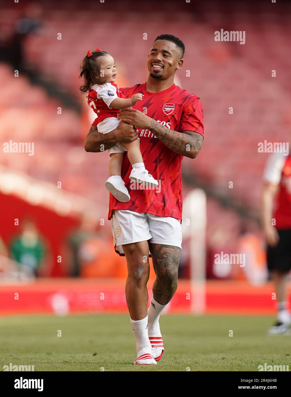 Arsenal's Gabriel Jesus and family on a lap of honour following the ...
