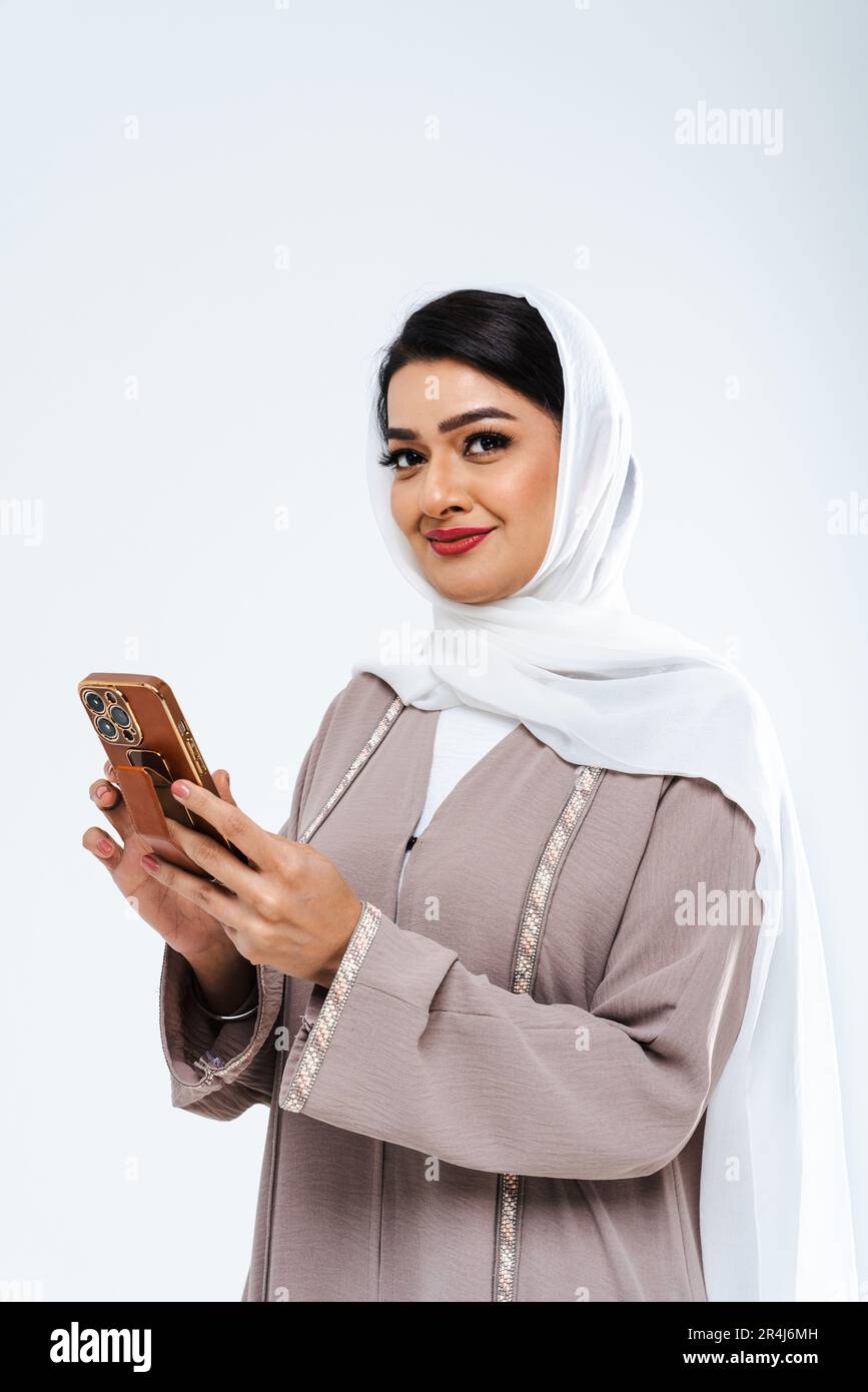 Beautiful arab middle-eastern woman with traditional abaya dress in ...