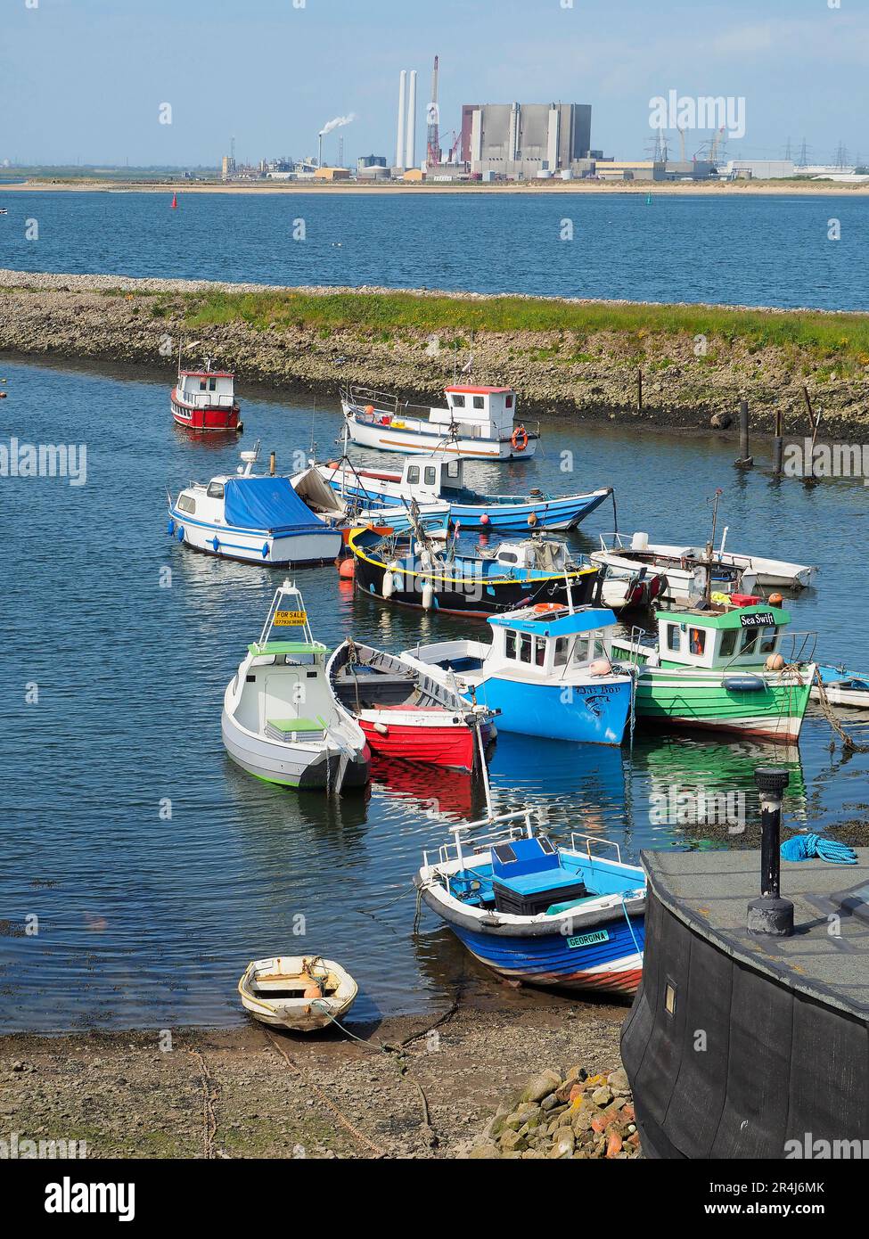 Fishing boats in Paddys Hole Harbour, Teesmouth, Redcar Cleveland UK ...