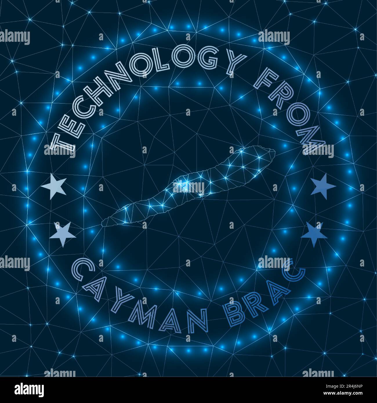 Technology From Cayman Brac. Futuristic geometric badge of the island ...