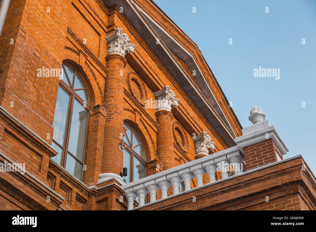 Classic architectural building. Close up historical theater building in ...