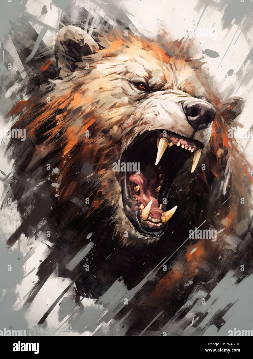 Grizzly Bear Roar Art