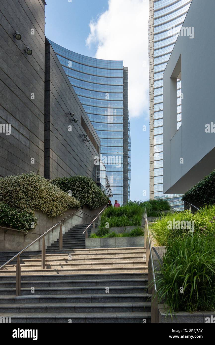 Milan, modern minimal architecture, glass skyscraper buildings ...