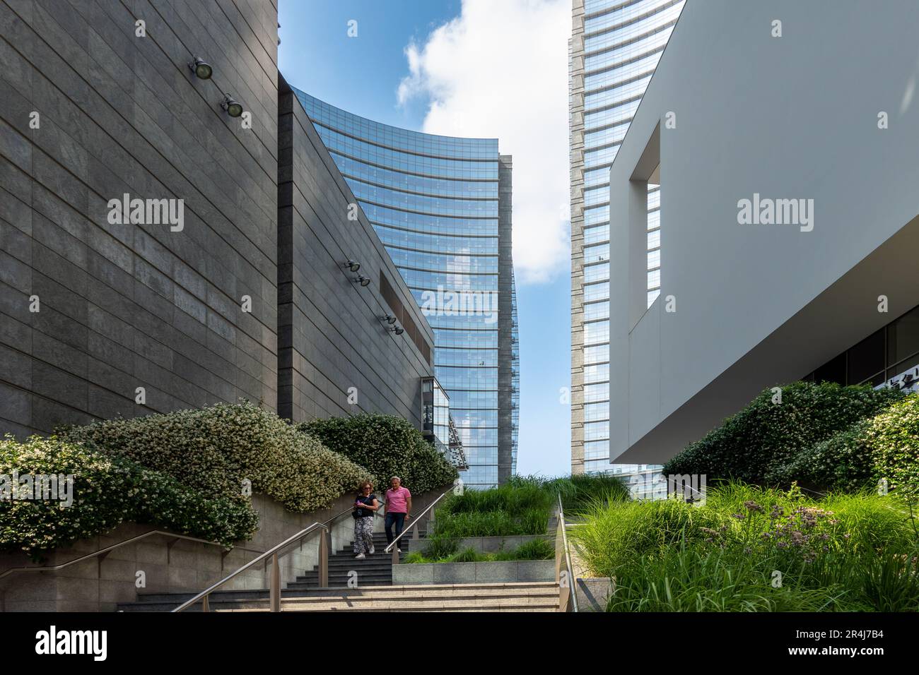 Milan, modern minimal architecture, glass skyscraper buildings ...